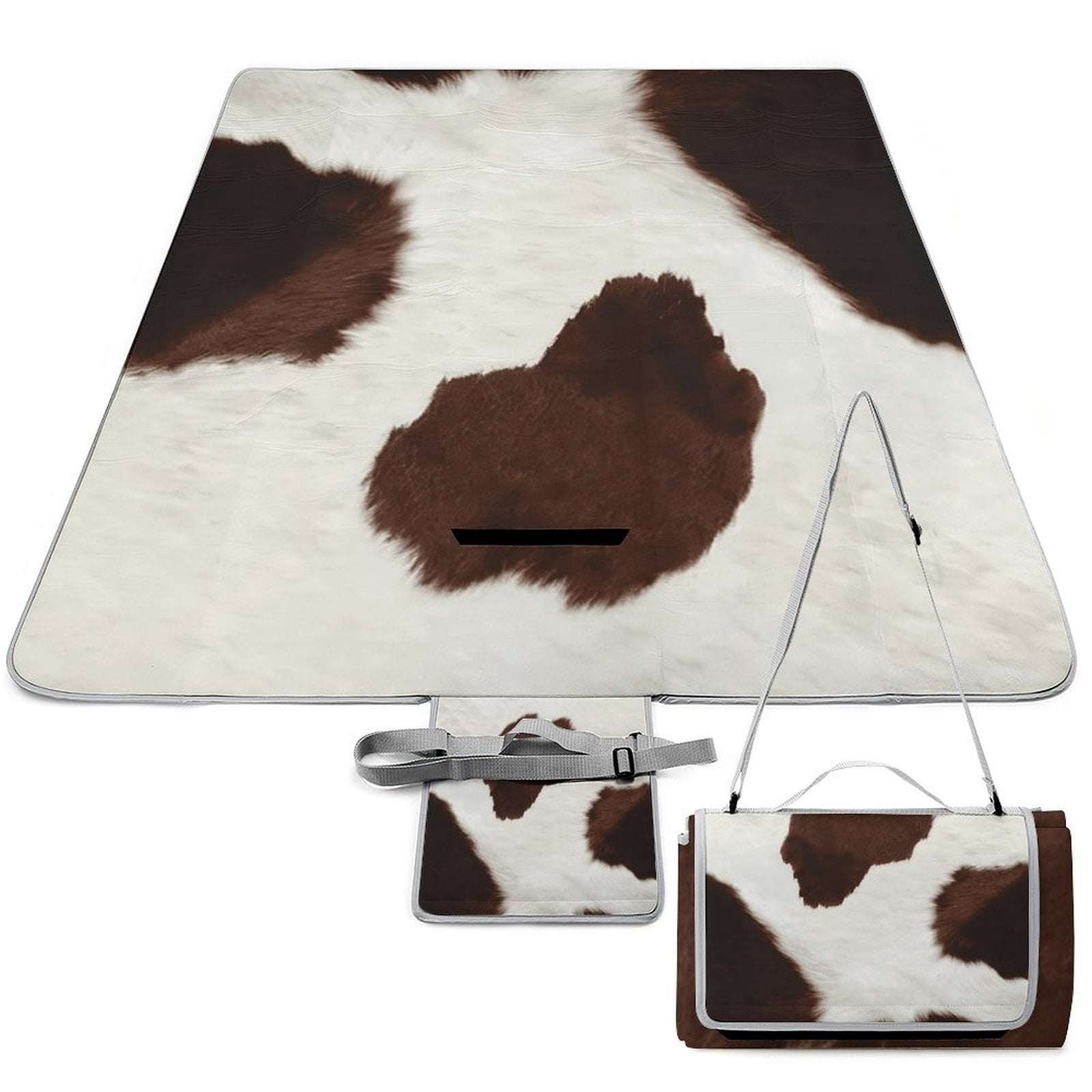 Texture of Brown Cowhide with Brown Spots Square Picnic Mat Waterproof ...