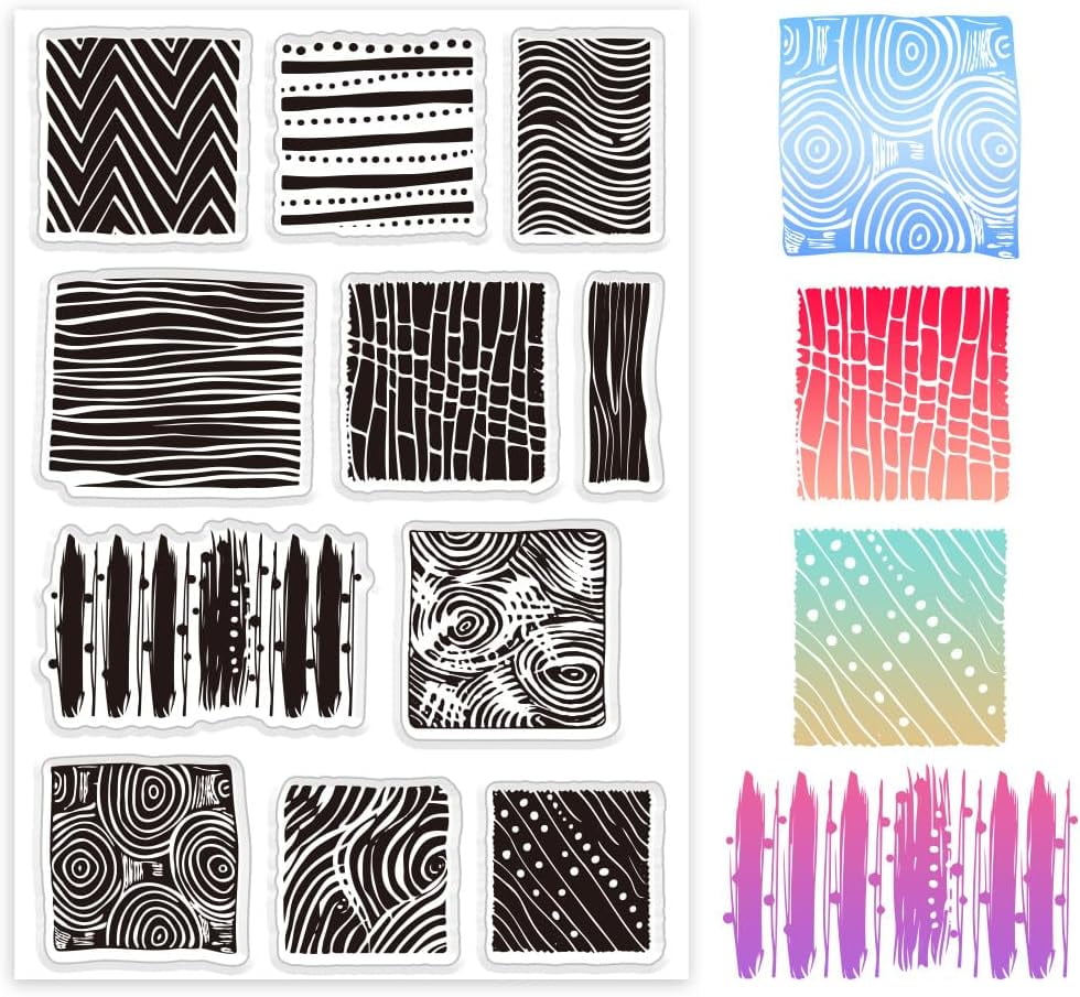 Texture Clear Stamp 11 Styles Stripes Silicone Stamp Gradient Print ...