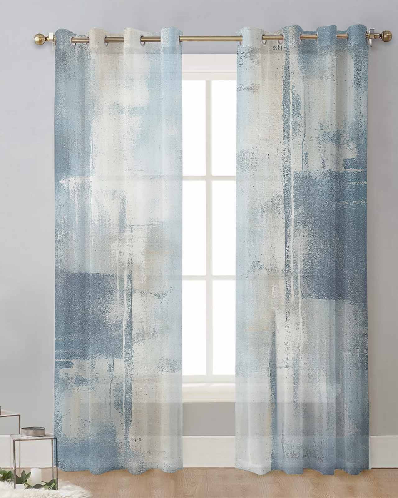 Texture Gradient Abstract Minimalism Sheer Curtains for Living Room ...