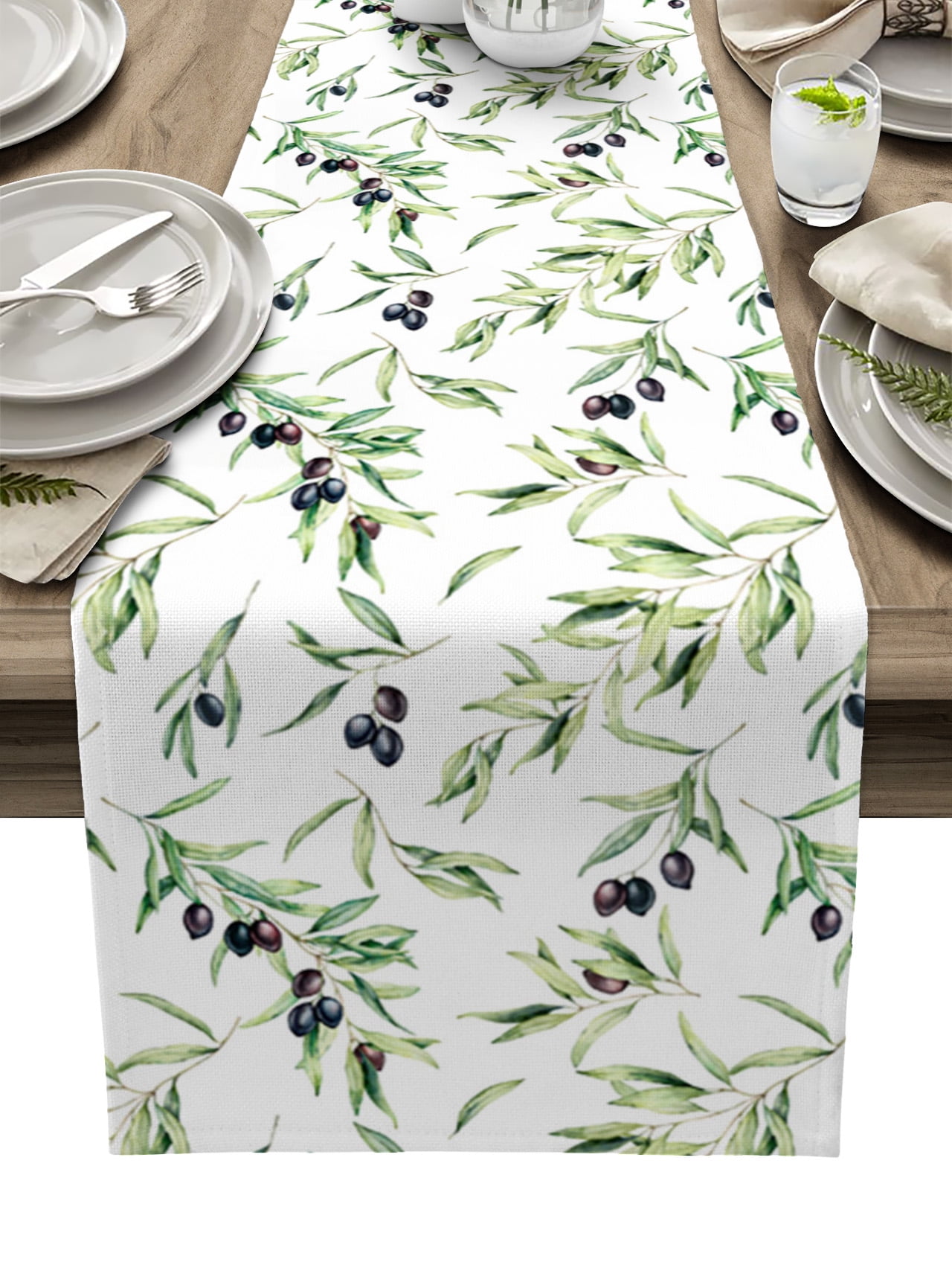 Texture Table RunneDinneration Table Table Black ration WatercoloLeaf ...