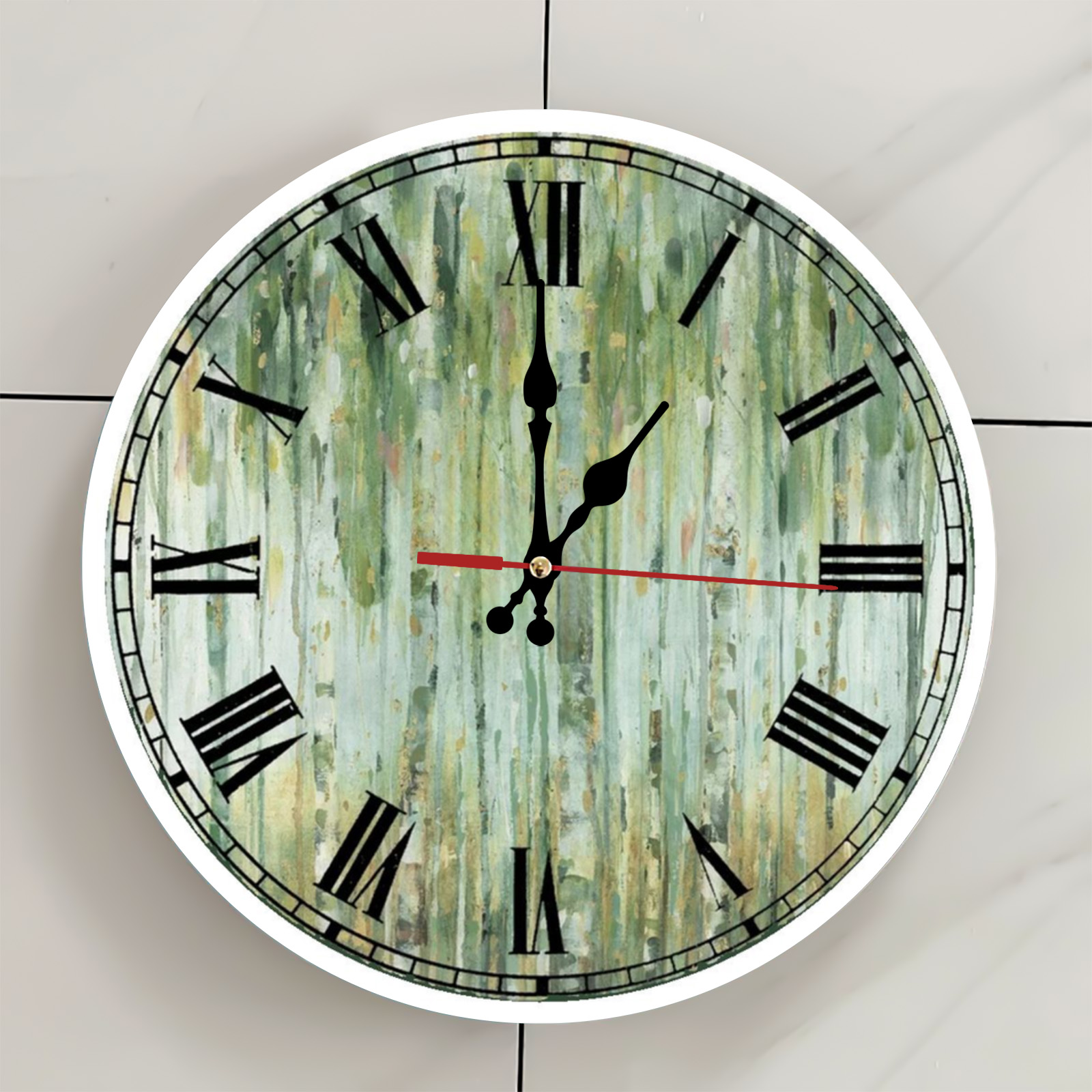 Texture retro style Wall Clock - 12 Inch Wooden Art Hanging Clock ...