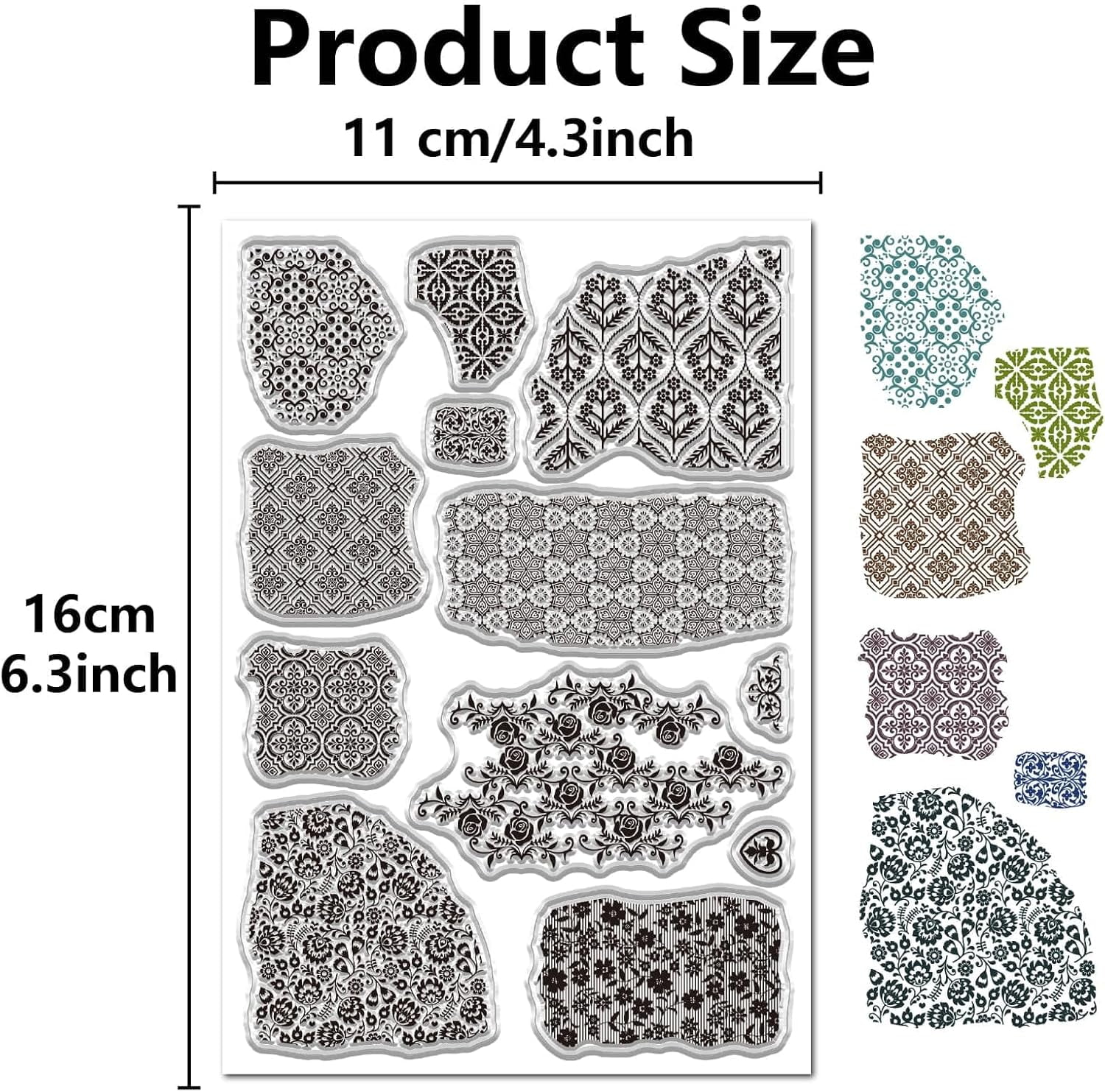 Textured Background Clear Stamps Retro Vintage Floral Flower Figure ...