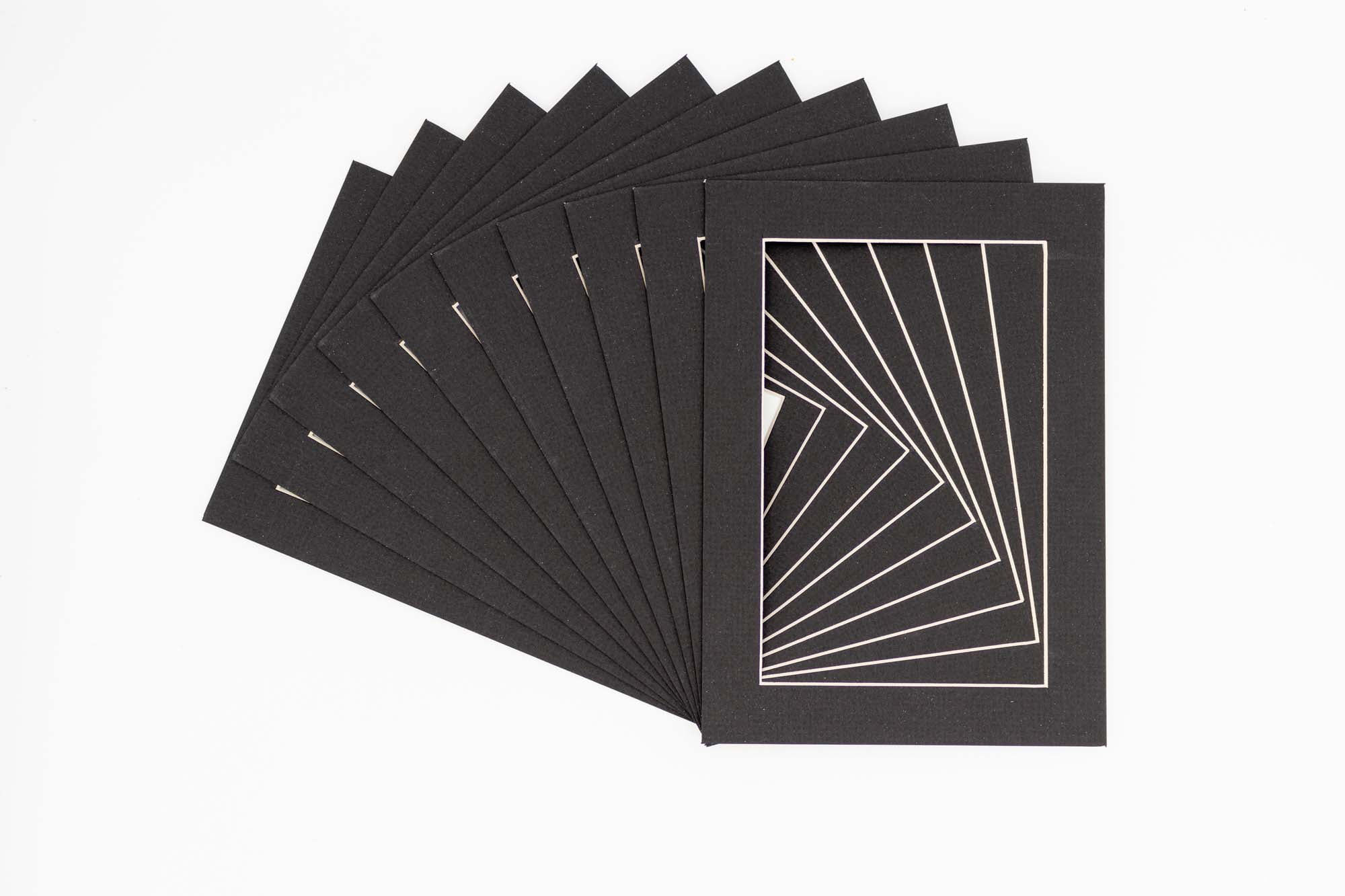 Textured Black Acid Free 12x16 Picture Frame Mats with White Core Bevel ...