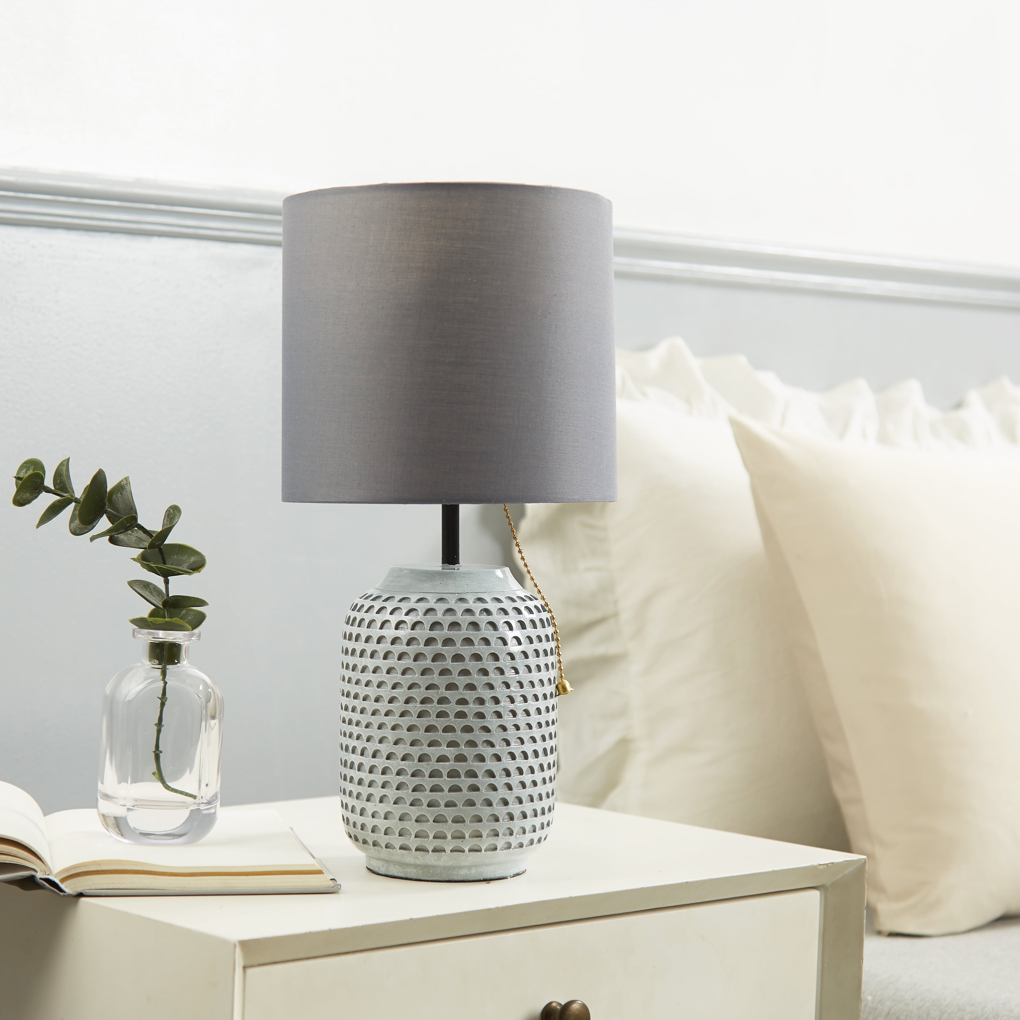 Urban Shop Textured Ceramic Table Lamp Gray Cozy Decor Lighting with ...