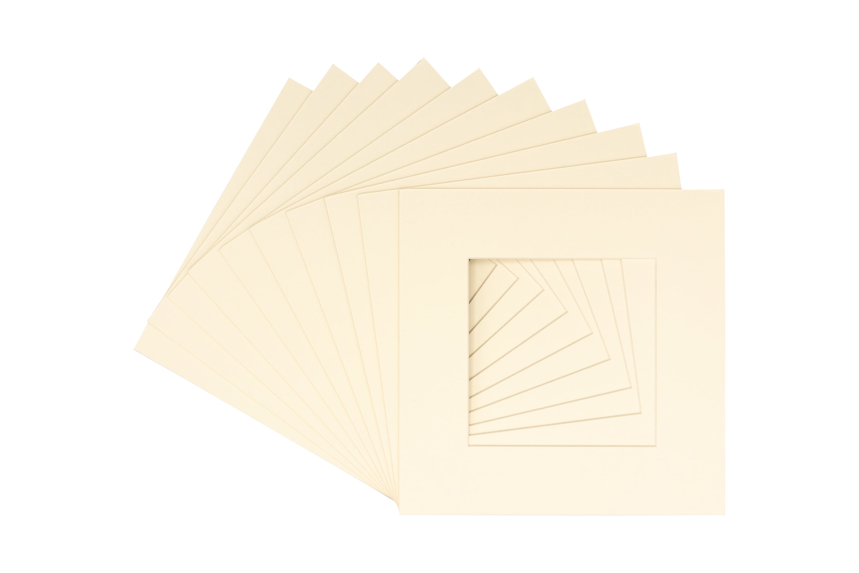 Textured Cream Acid Free 12x12 Picture Frame Mats with White Core Bevel ...