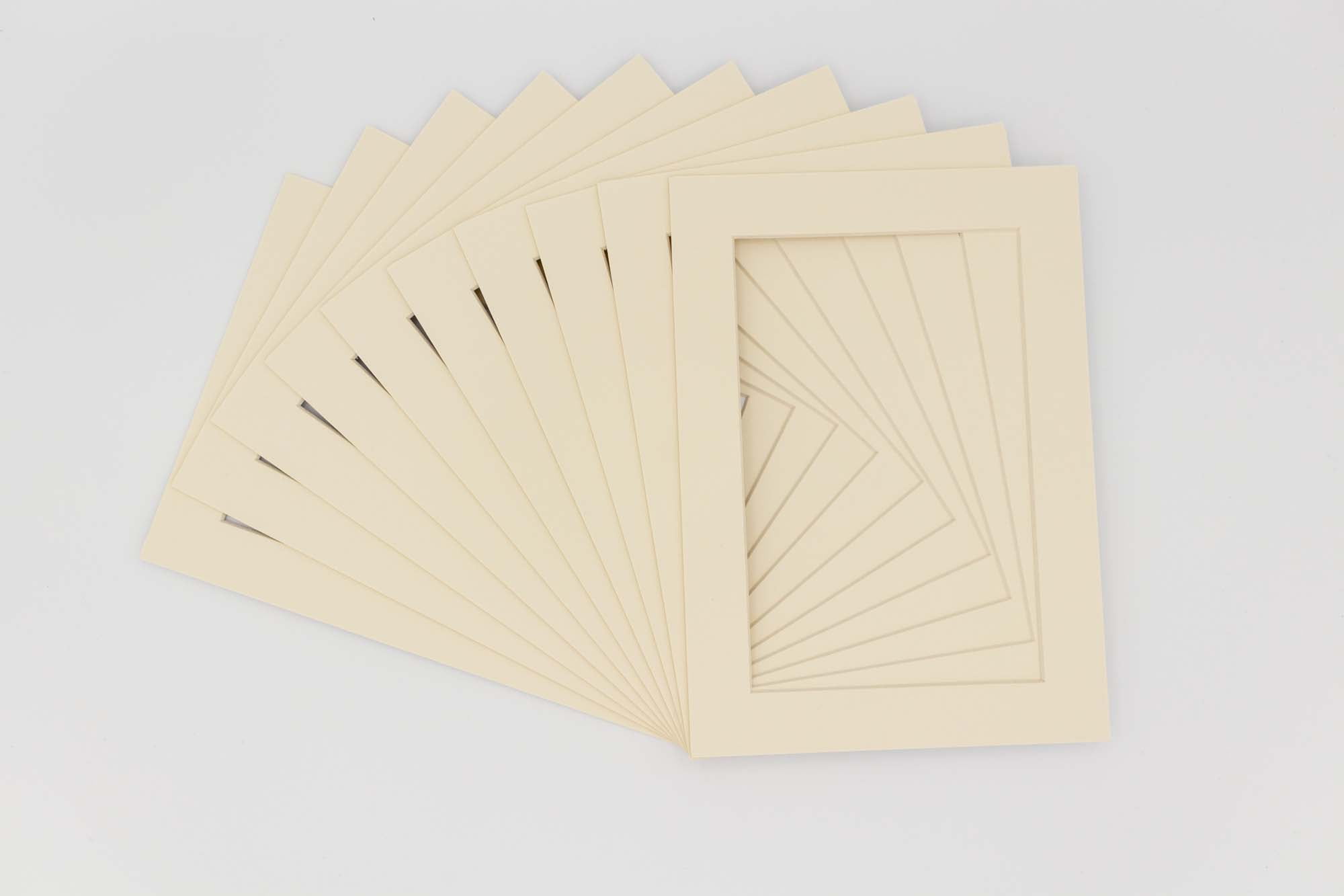 Textured Cream Acid Free 5x7 Picture Frame Mats with White Core Bevel ...