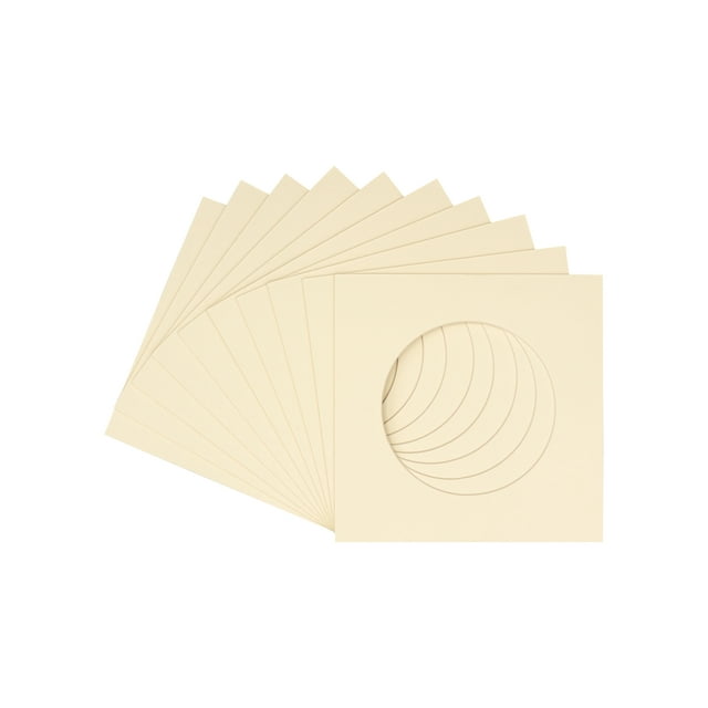 Textured Cream Acid Free 7x7 Cirlce Picture Frame Mat with White Core ...