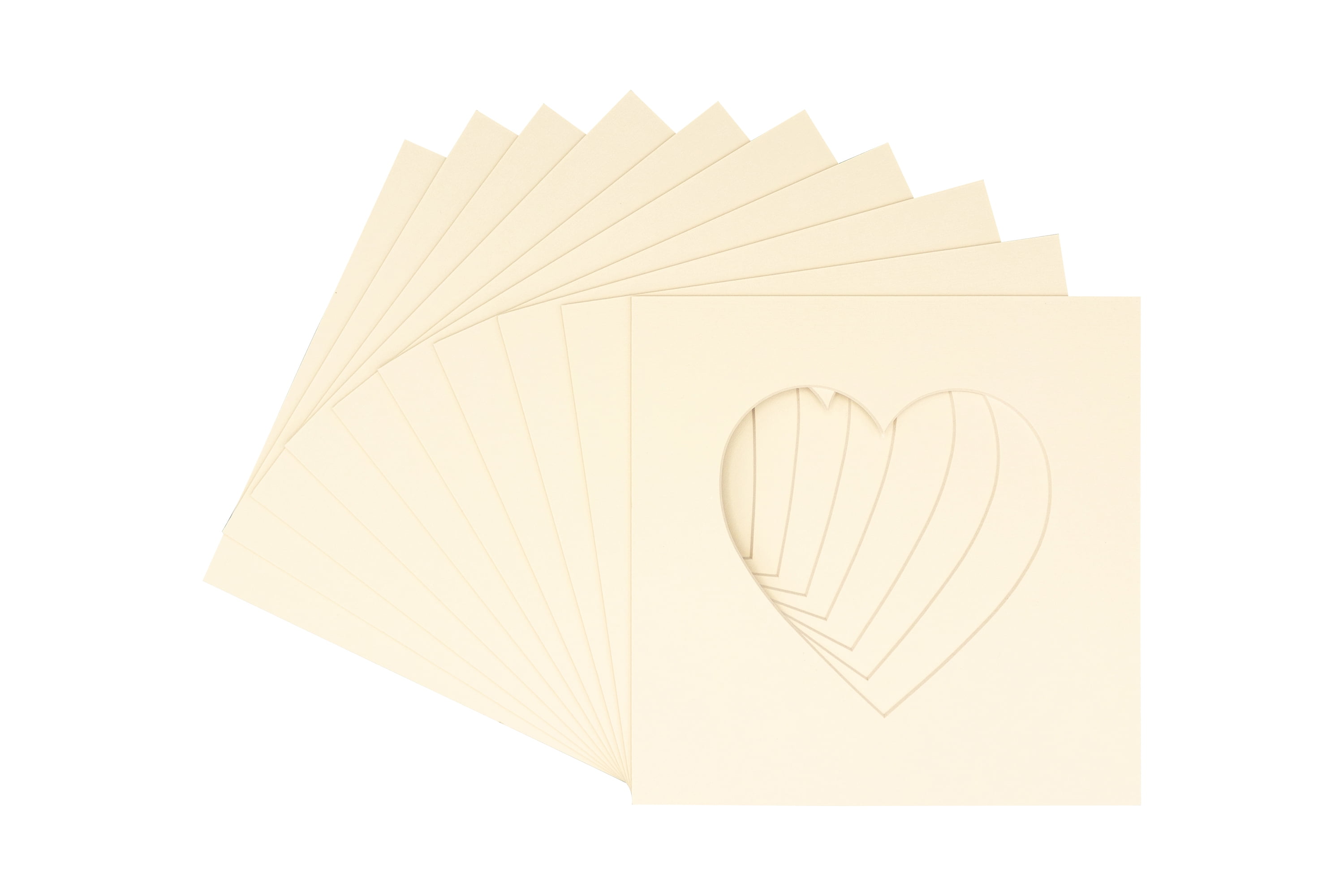 Textured Cream Acid Free 7x7 Heart Picture Frame Mat with White Core ...