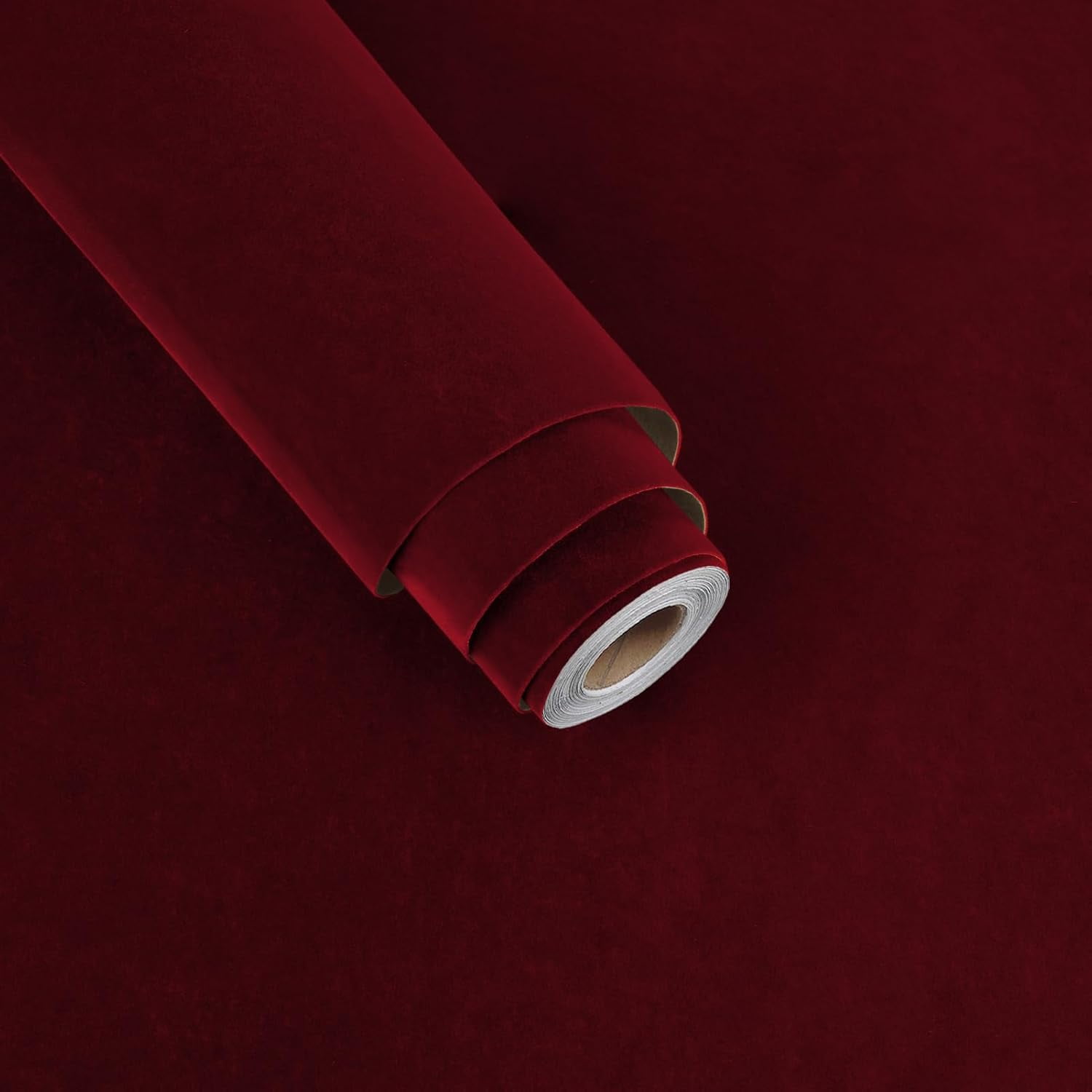 Textured Dark Red Velvet Peel-And-Stick Fabric Drawer Liner Flocked ...