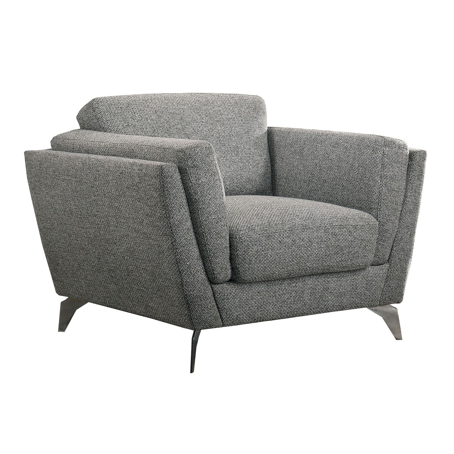 Textured Fabric Chair with Flared Arms and Metal Feet, Gray - Saltoro ...