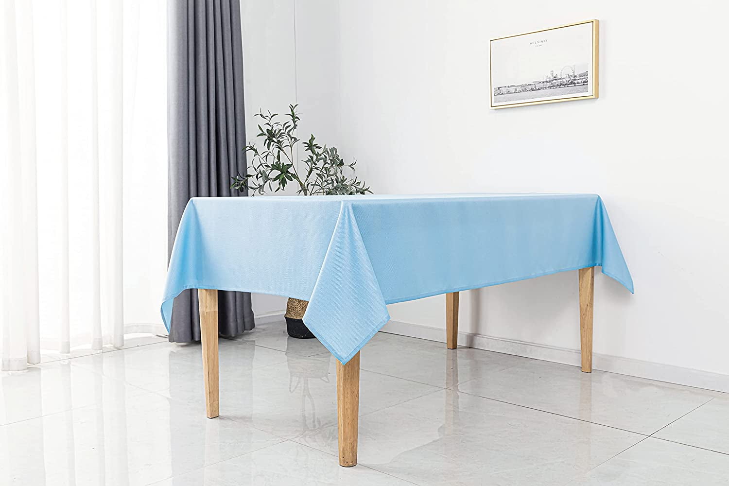Textured Fabric Tablecloths 52 X 70 Inches Rectangular, Light Blue ...