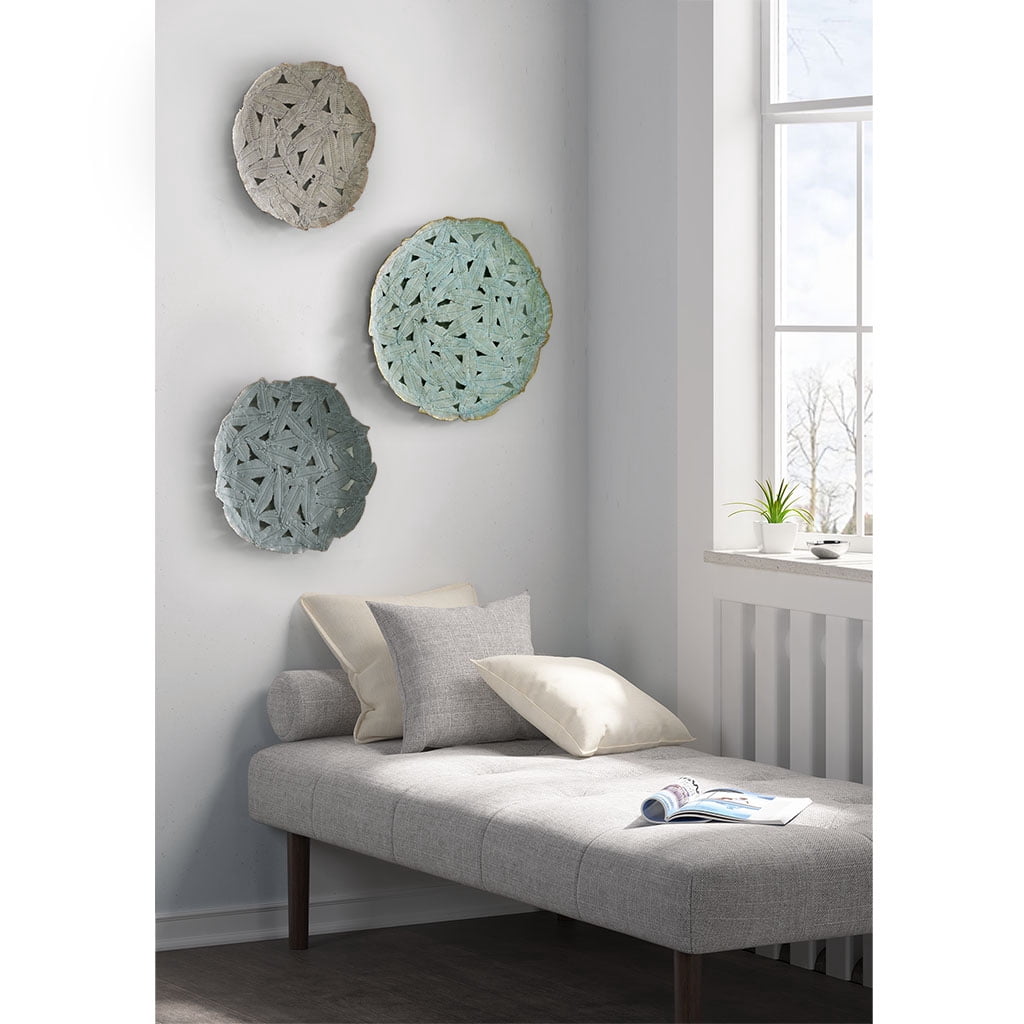 Textured Feather 3-piece Metal Disc Wall Decor Set - Walmart.com