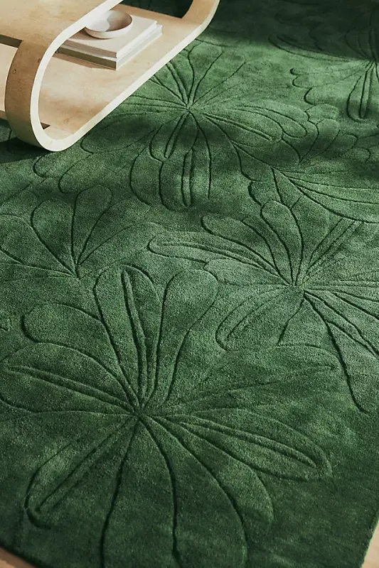 Textured Floral Area Rug, Hand-Tufted Sculpted Daisy Rug– Elegant and ...