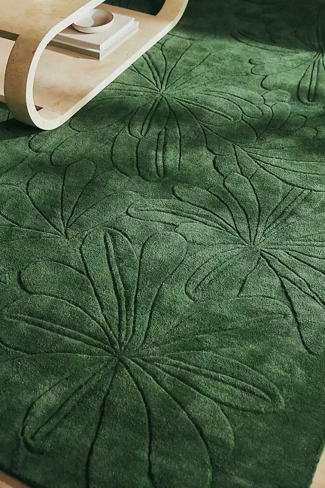 Textured Floral Area Rug, Hand-Tufted Sculpted Daisy Rug– Elegant and ...