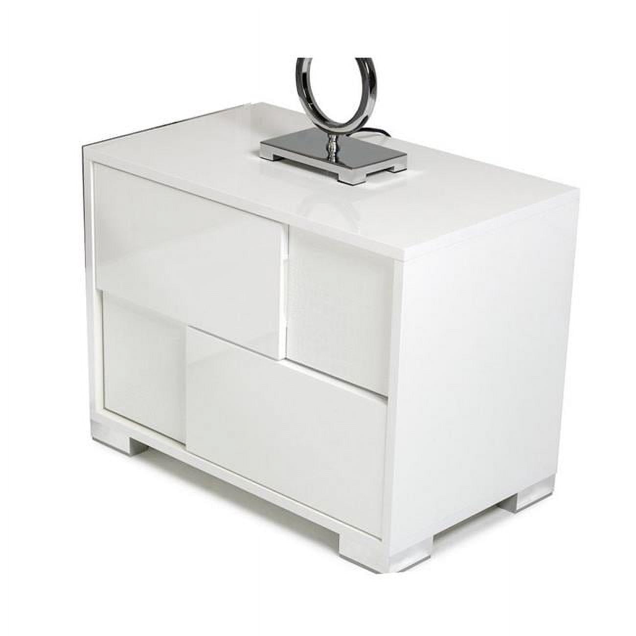 Textured Front 2 Drawer Nightstand with Metal Block Feet, White ...