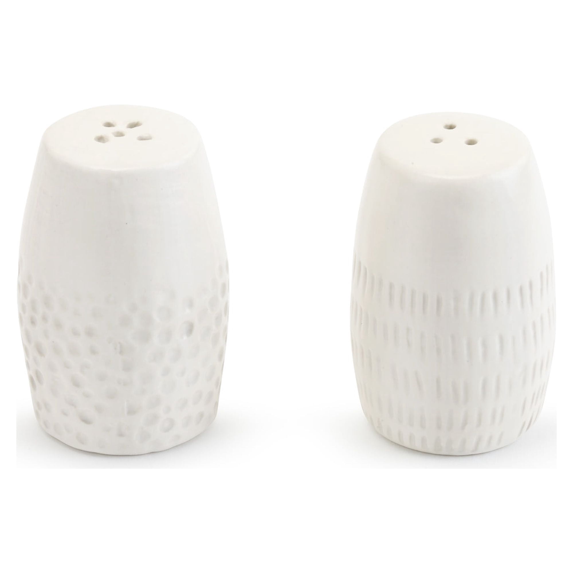 Textured Glossy White 3 x 2 Ceramic Stoneware Salt and Pepper Shaker ...