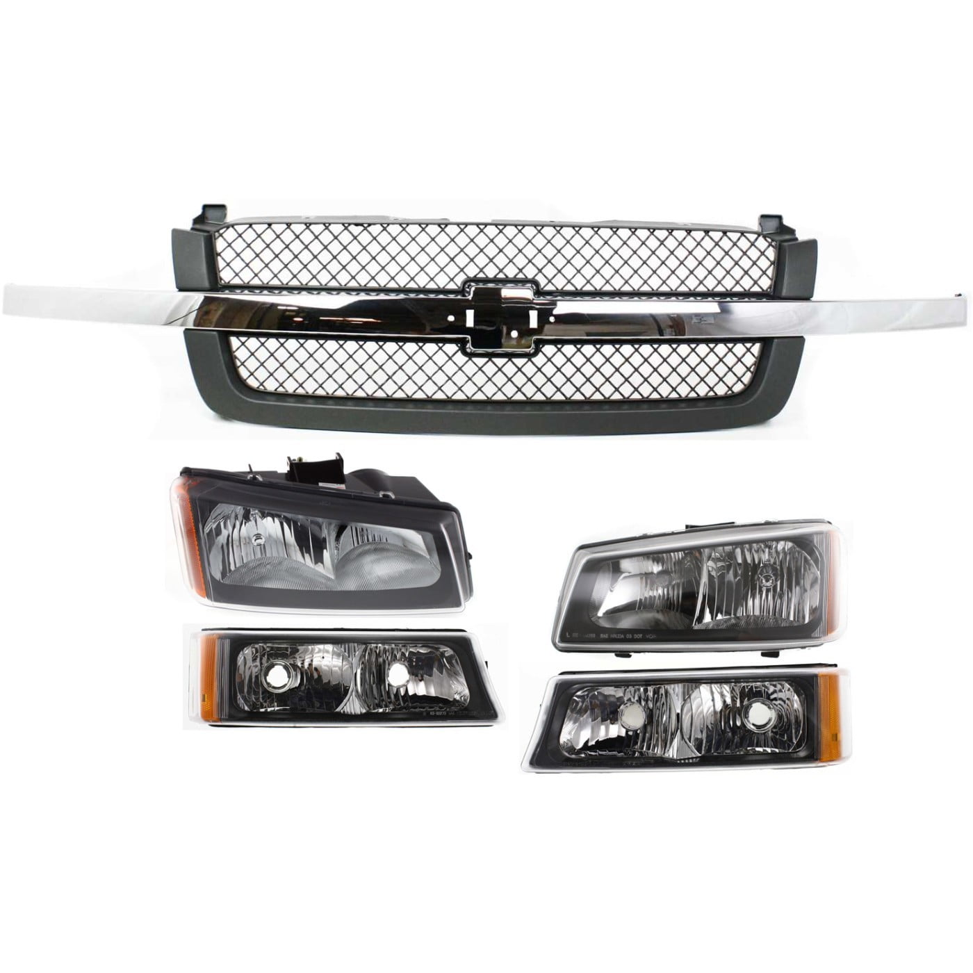 Textured Gray Grille Assembly Kit For 2003-2006 for Silverado 1500 ...