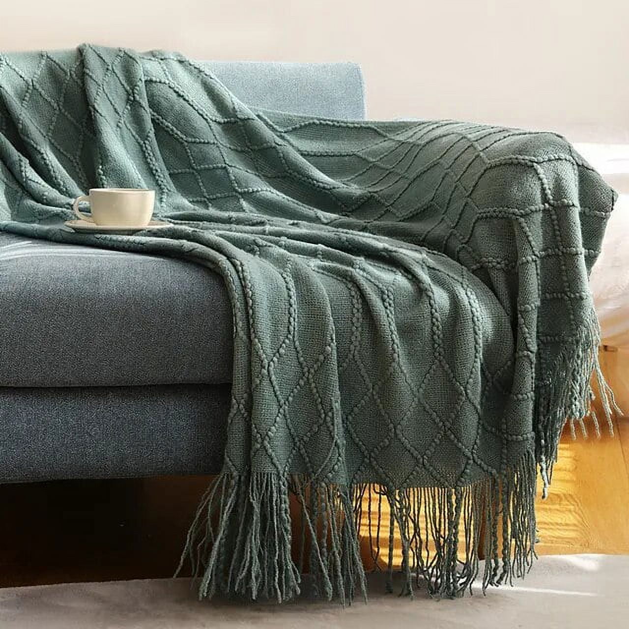 New 2024 Textured Knitted Blankets Bed Decor Drop Ship Shawl Sofa TV ...
