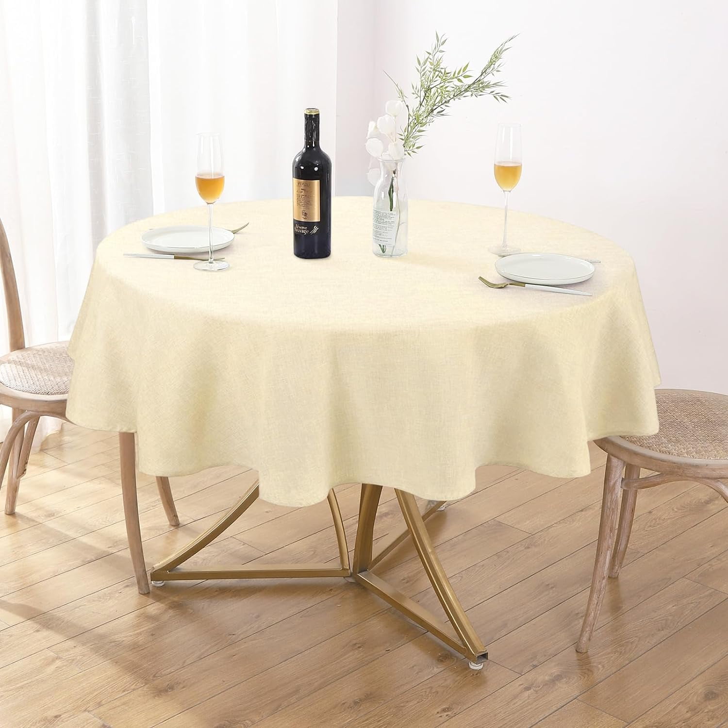 Textured Linen 60 Inch Round Tablecloth up to 40'''' Dia Tables ...