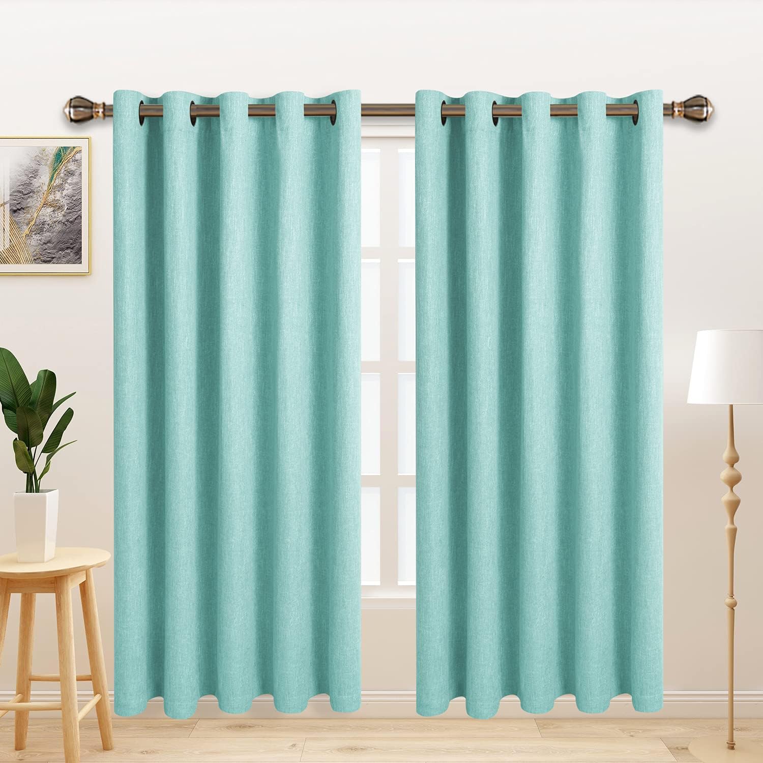 Textured Linen Look Blackout Curtains with Thermal Insulated Lining ...