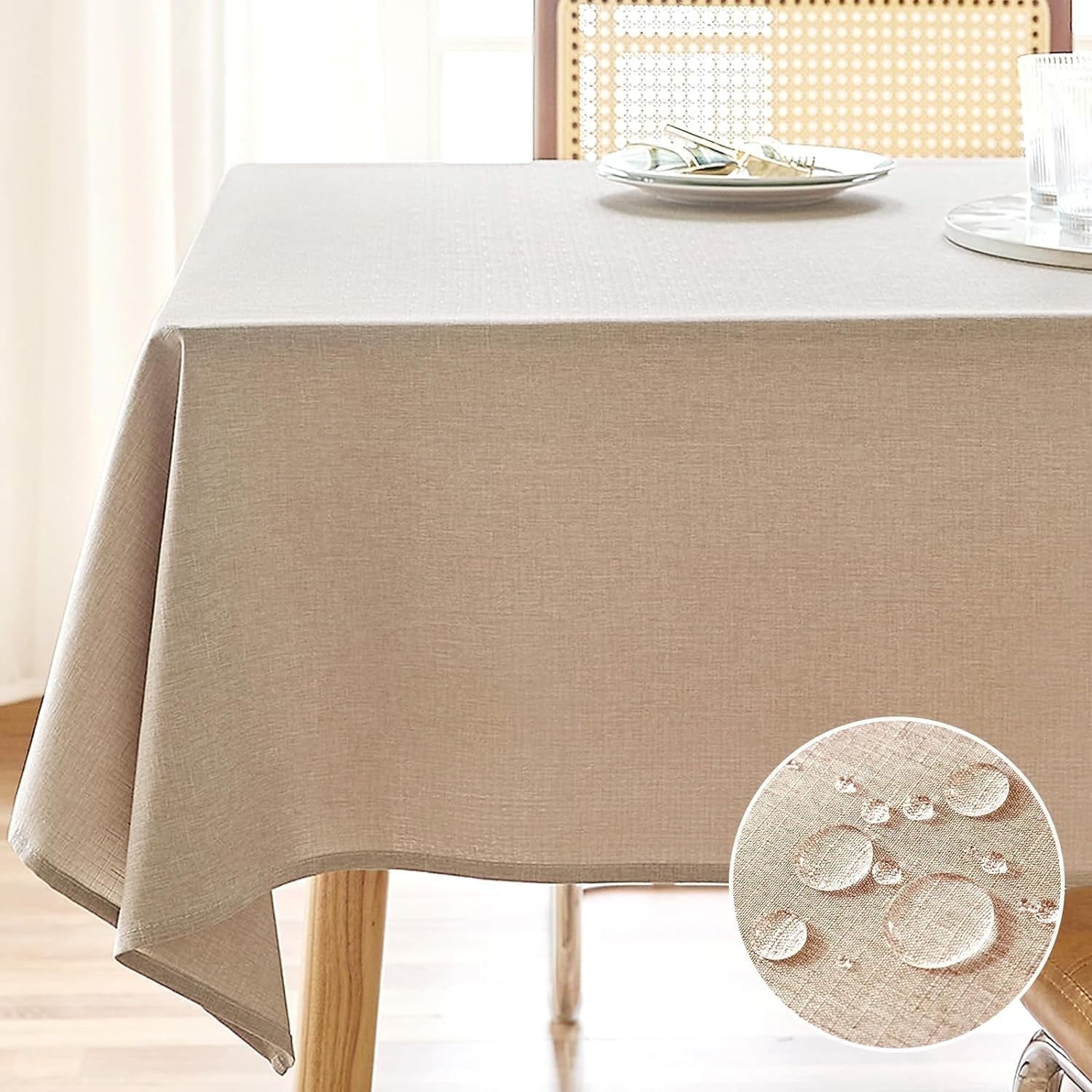 Parojati Textured Linen Tablecloth Rectangle 52x70 Waterproof Spill ...
