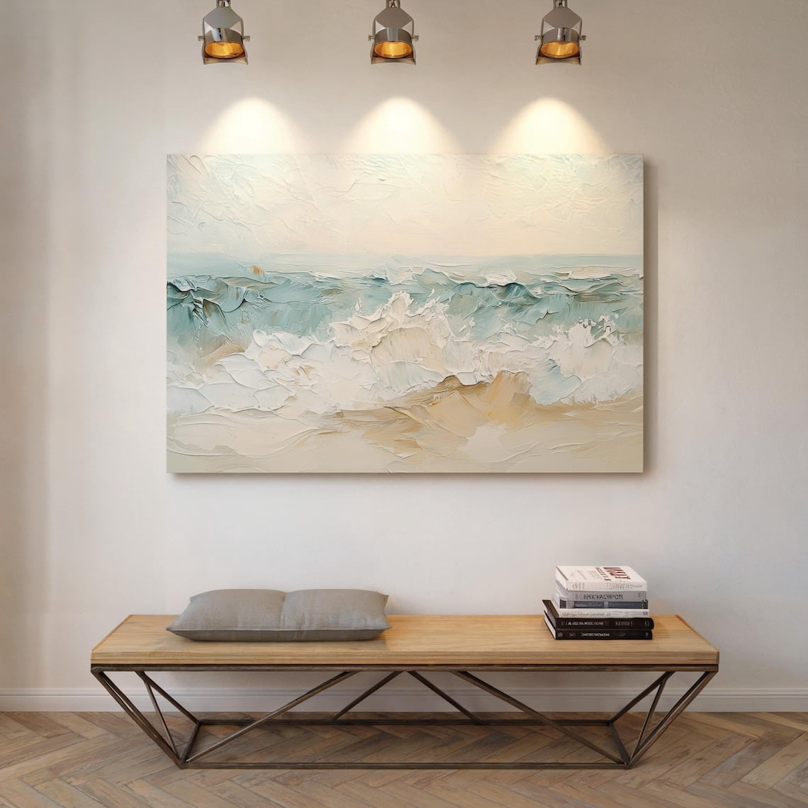 Textured Ocean Waves Art - Coastal Beach Abstract Painting - Serene ...