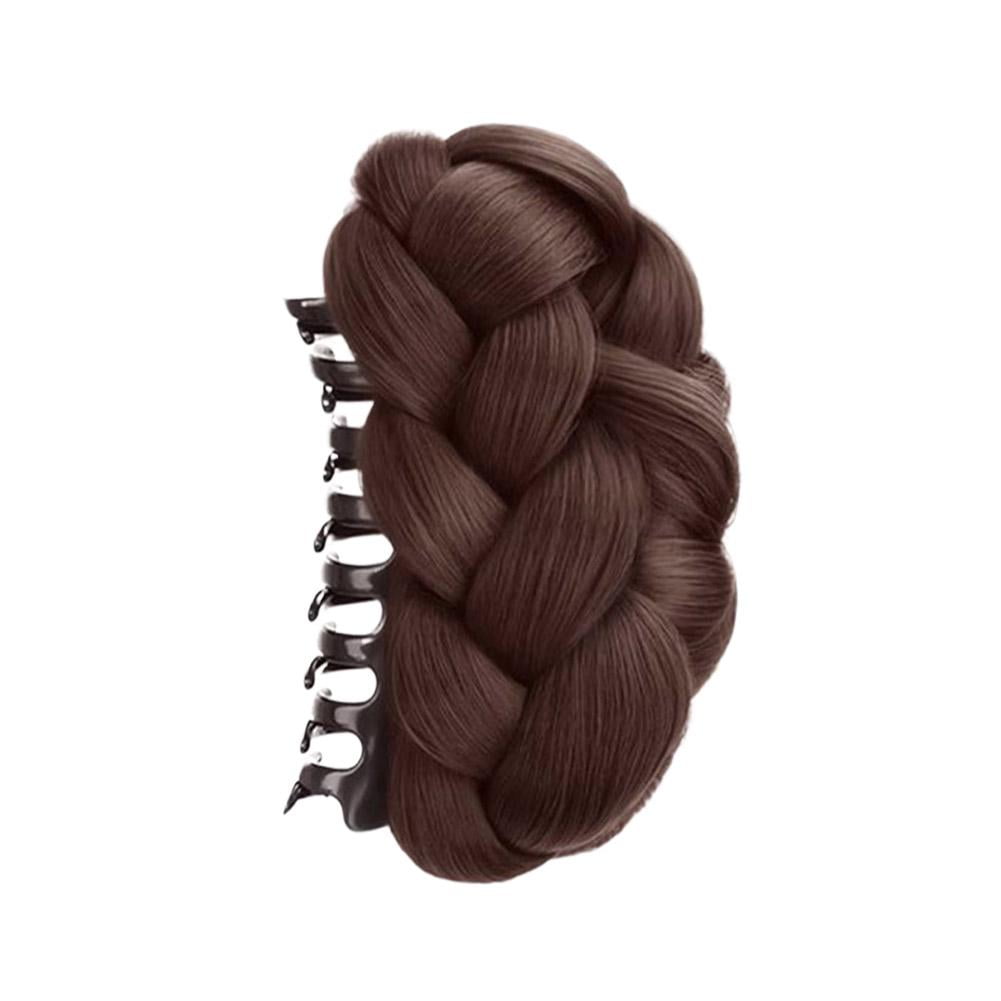 Textured Qianjin Hairstyle [Dark Brown] (B)$ Braided Bun Wig Female ...