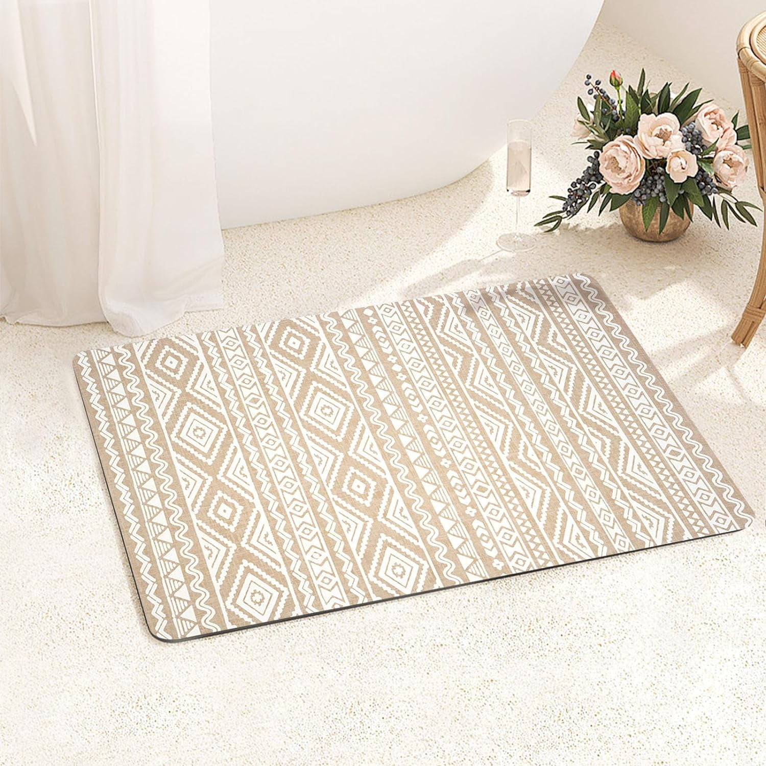 Textured Rubber Bath Mat Gray 24 * 17 Quick Dry Bathroom Mat Non-Slip ...