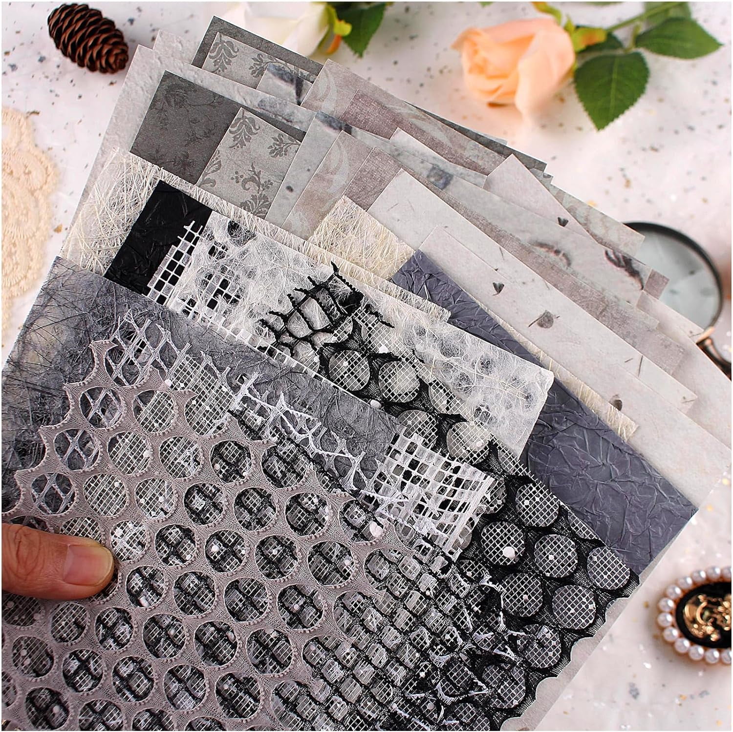 Textured Scrapbook Paper Supplies Mixed Mesh Material, Set of 40 Sheets ...