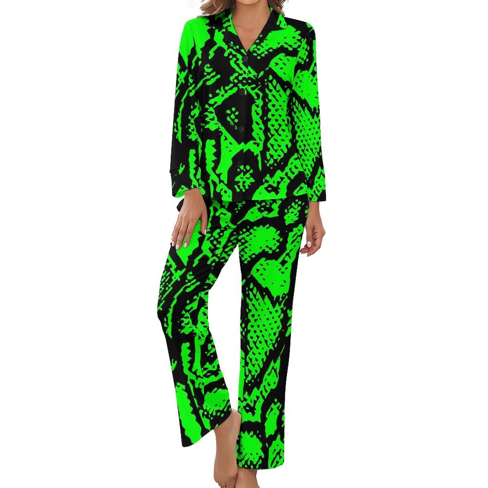 Textured Snakeskin Pajamas Abstract Animal Long Sleeve Cute Pajama Sets ...
