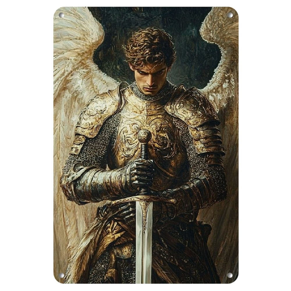 [Textured Surface] Room Decor 1pc Vintage Archangel Michael Metal Tin ...