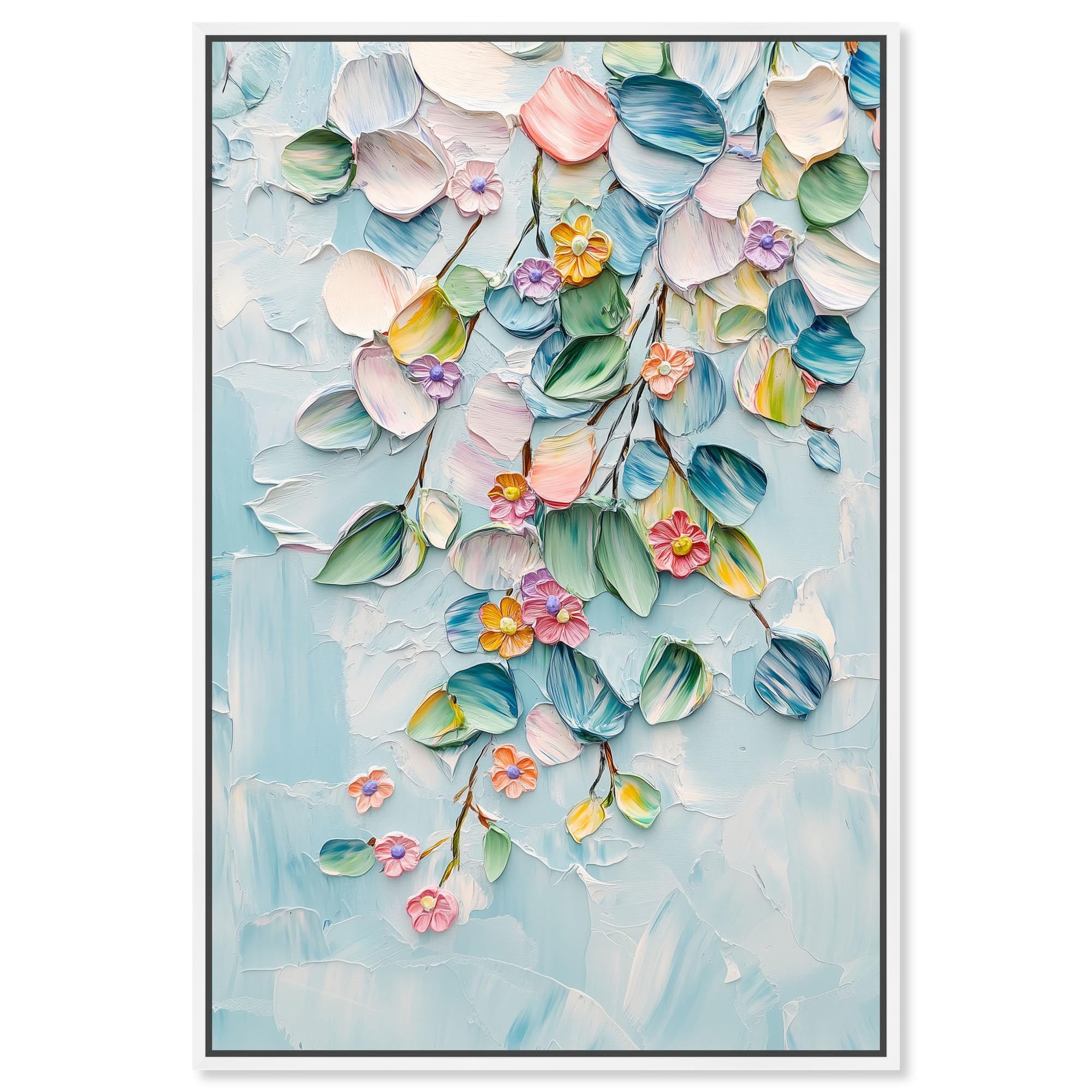 Textured Tendrils II Canvas Chic Floral Art by Art Remedy, White Frame ...