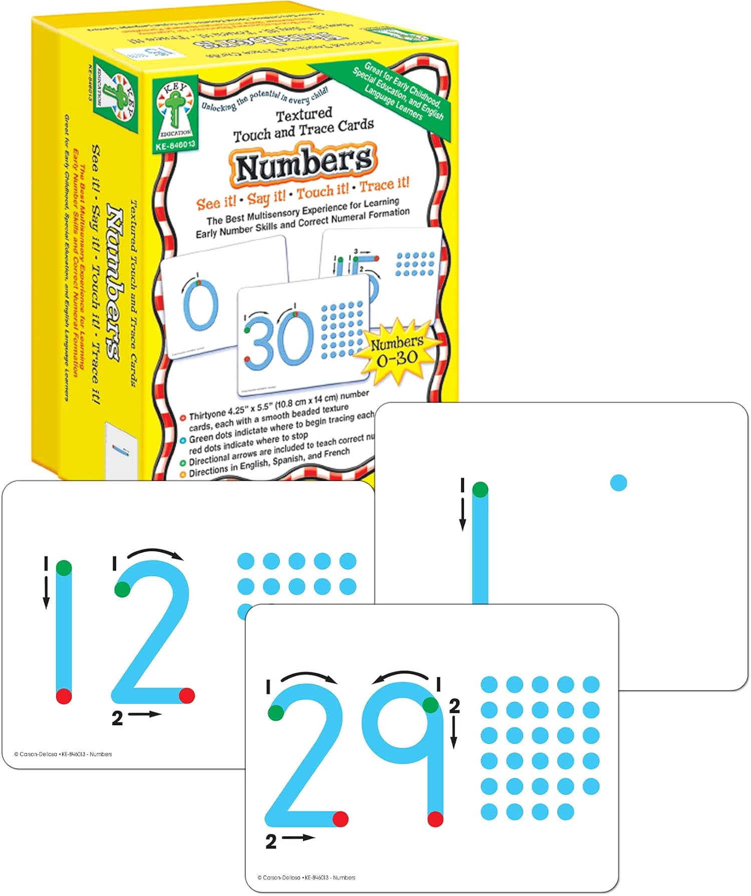 Textured Touch and Trace Math Flash Cards, Numbers 0 Through 30 Tracing ...
