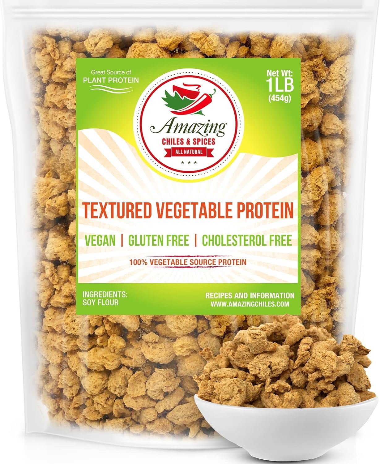 Textured Vegetable Protein (TVP), 1 lb. Bag, Natural Plant Based Vegan ...