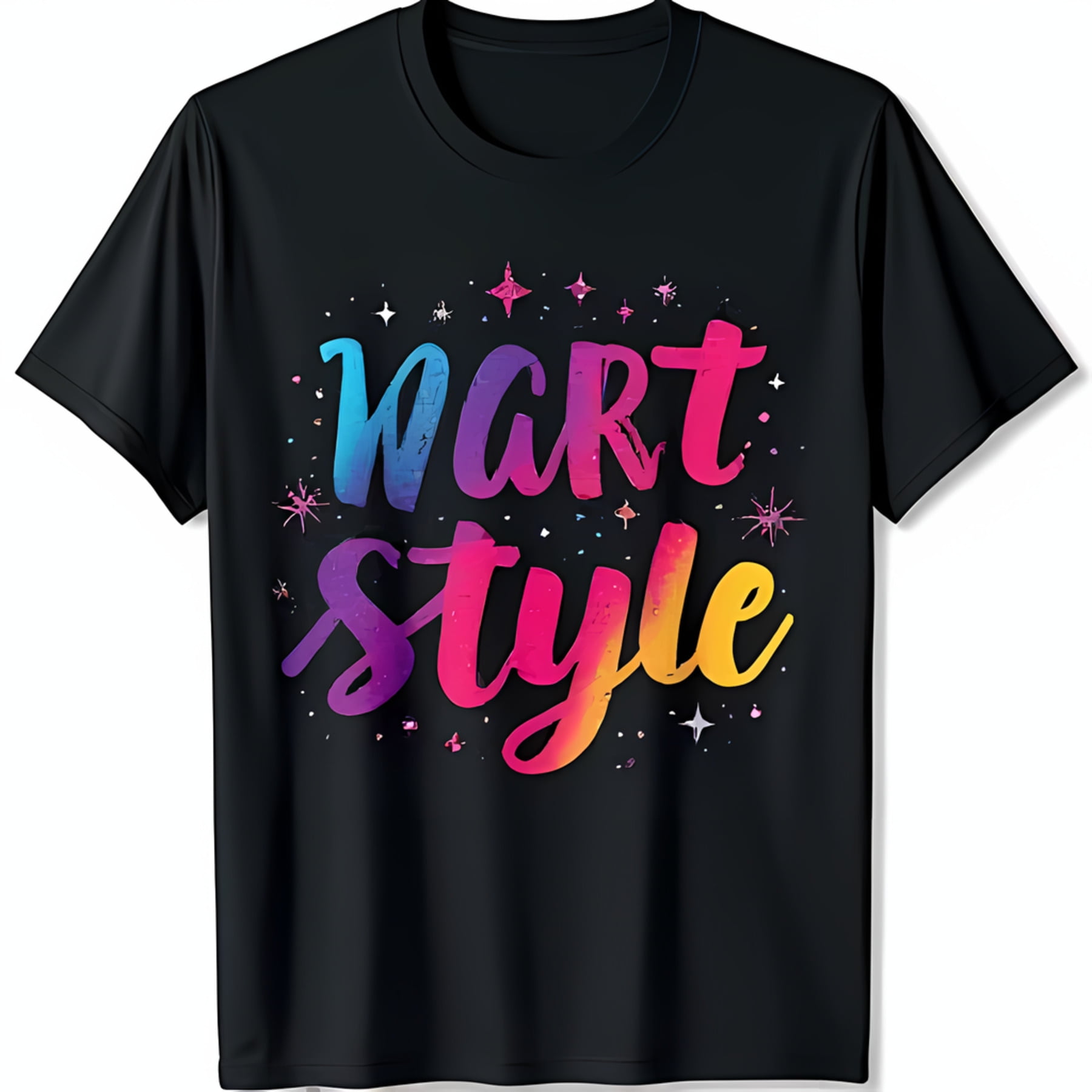 Textured Wart Style Black T-Shirt with Glitter Background Unique Design ...