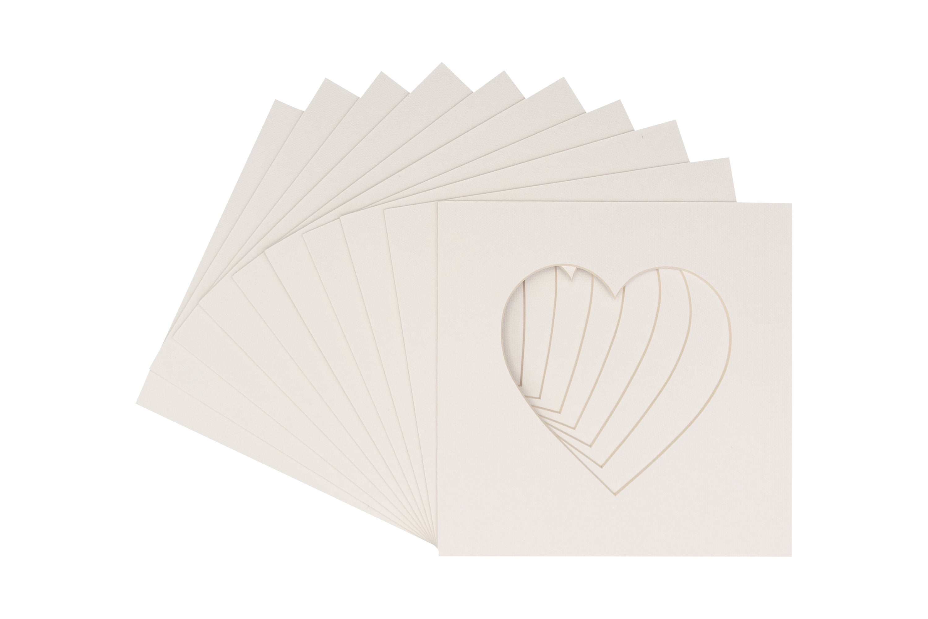 Textured White Acid Free 7x7 Heart Picture Frame Mat with White Core Bevel Cut for 4x5 Pictures ...