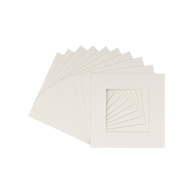 Textured White Acid Free 7x7 Square Picture Frame Mat with White Core ...