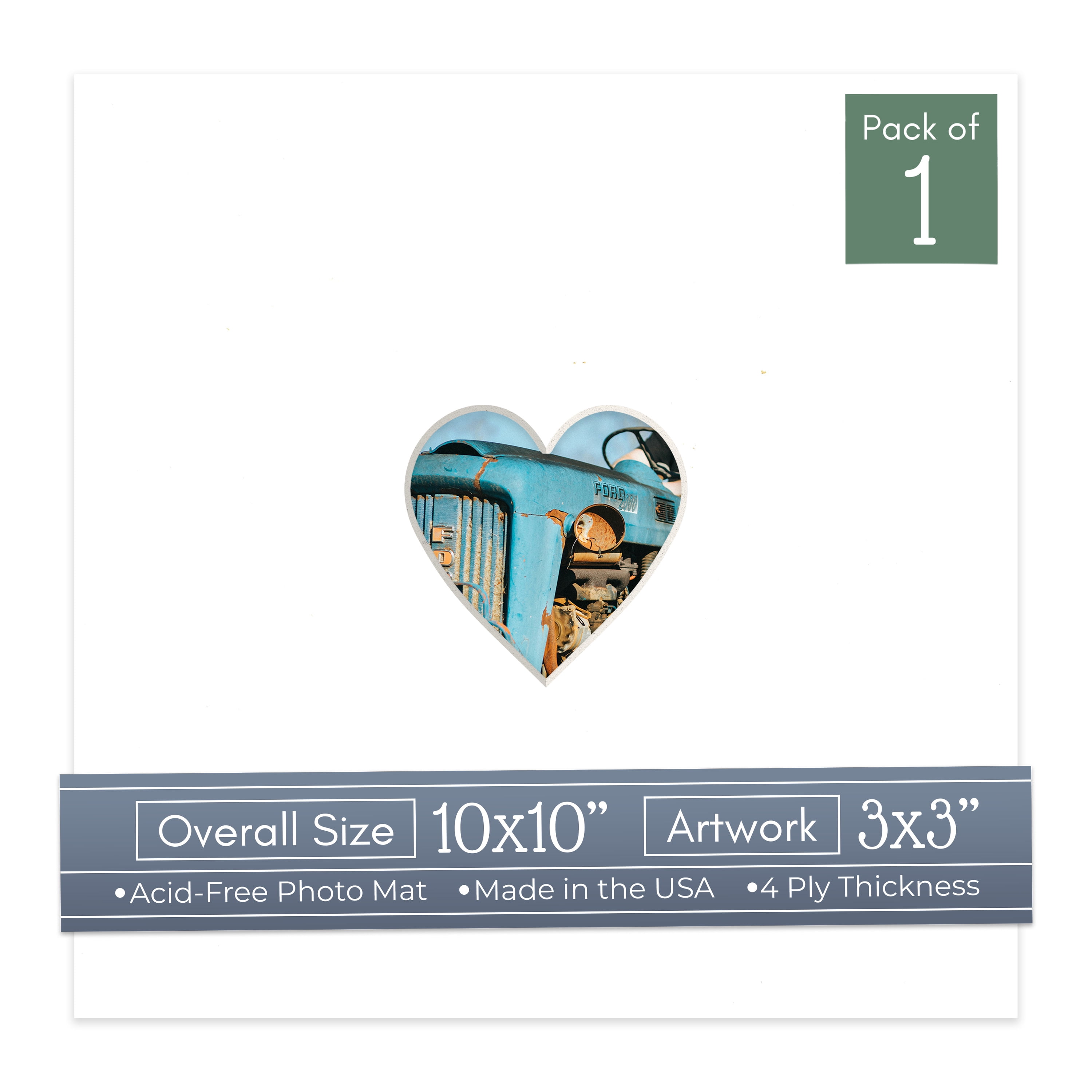 Textured White Picture Frame Mat for 10x10 Frames - Heart Opening for ...
