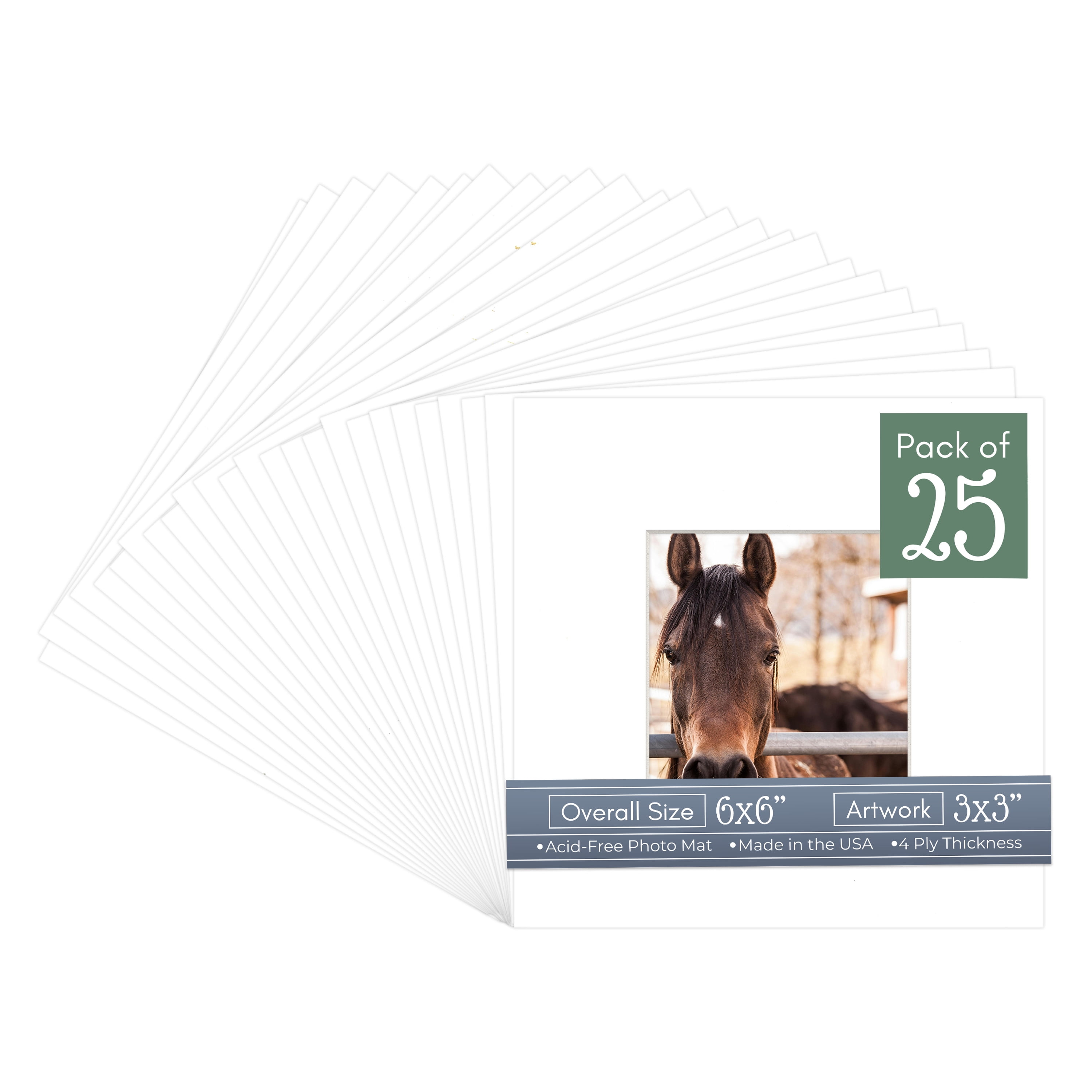 Textured White Picture Frame Mat for 6x6 Frames - Fits 3x3 Photos - 25 ...
