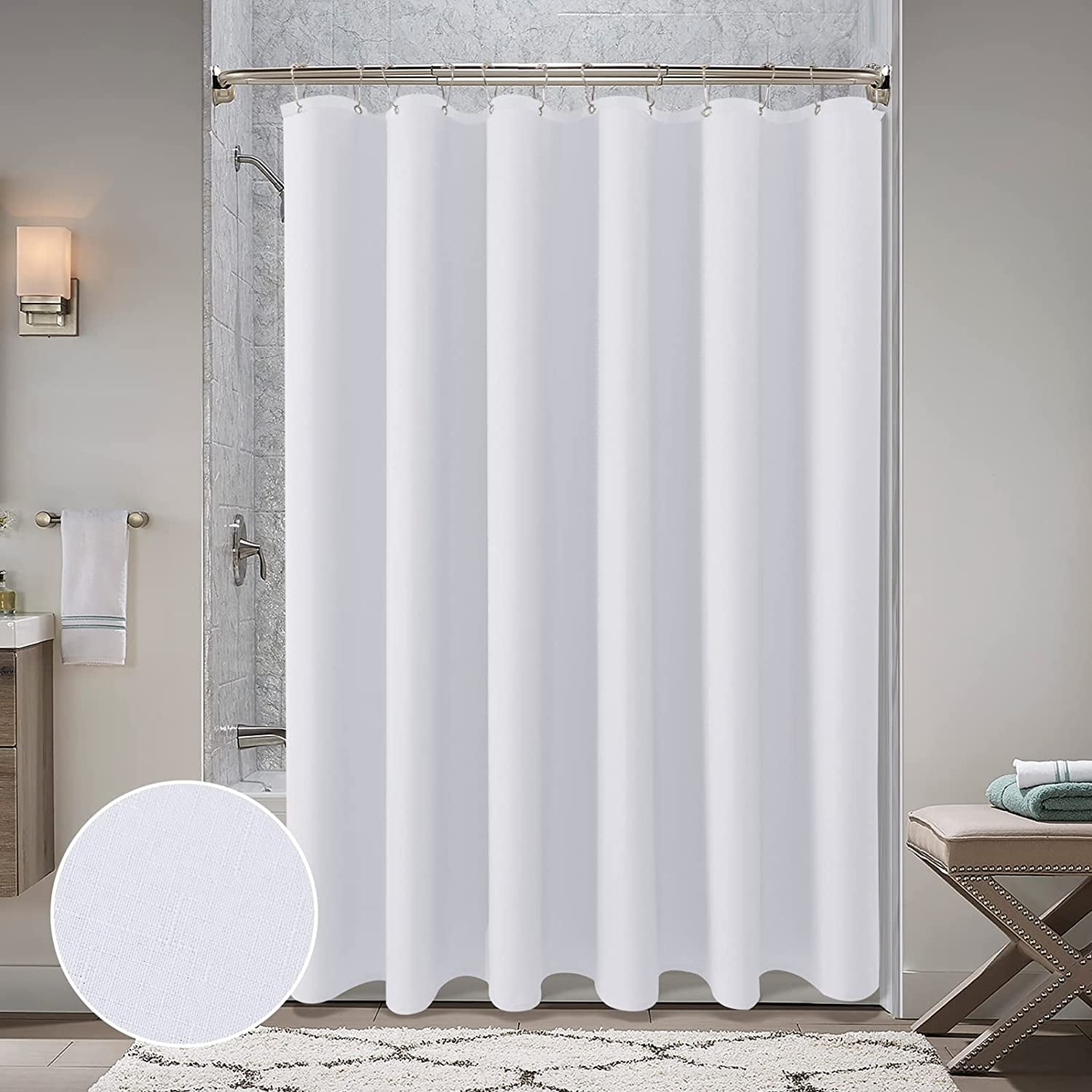 Textured \u200bFabric Shower Curtain - Extra Long Polyester Shower ...