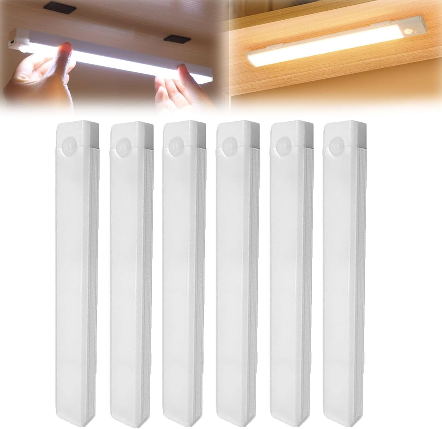 Hbtdoern Punch-Free Smart Sensor Magnetic Rechargeable LED Lights, 4/6 ...