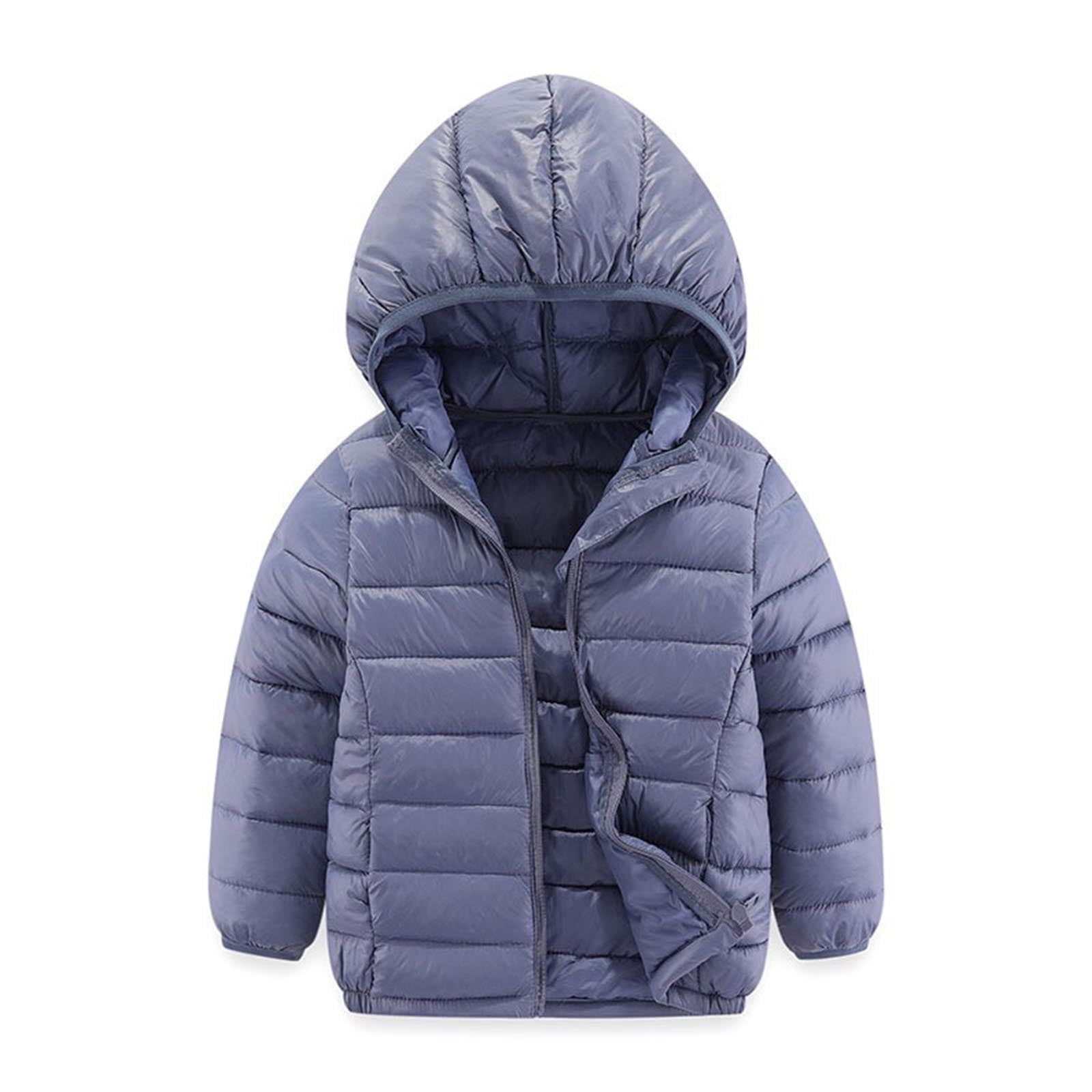 Teyfeniy Lightweight and Packable Jackets for Boys and Girls Hooded Puffer Solid Colour for Kids ...