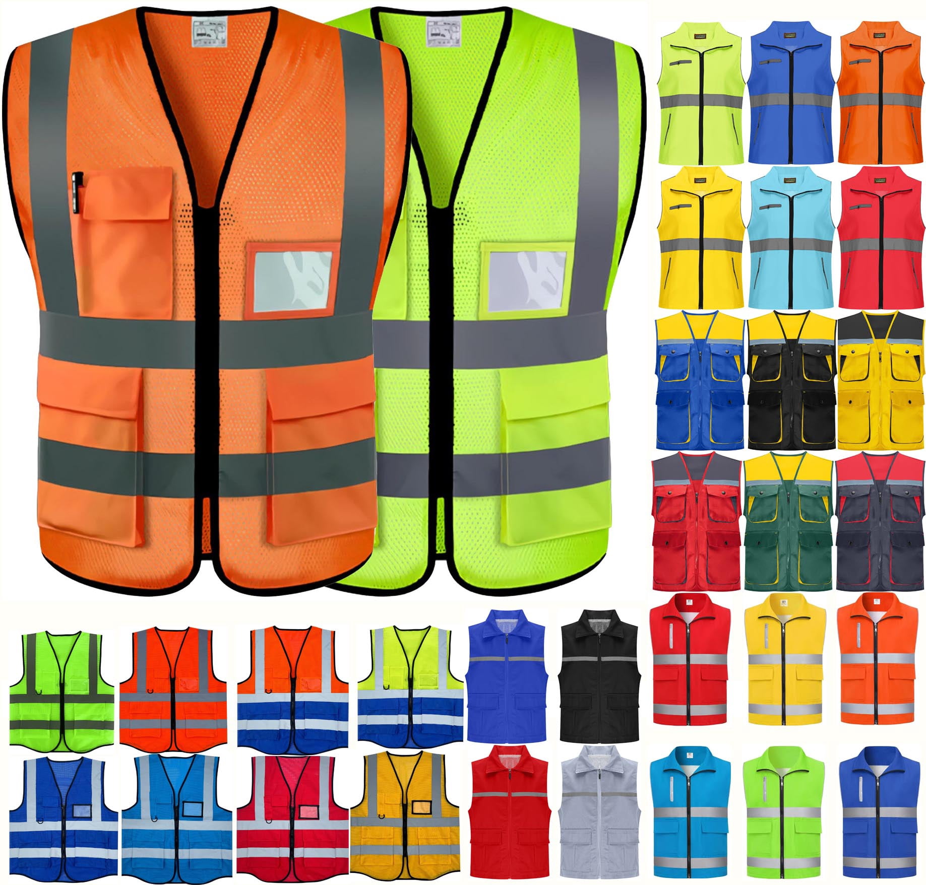 Teyfeniy Reflective Mesh Safety vests for Men Women with 5 Pockets and ...