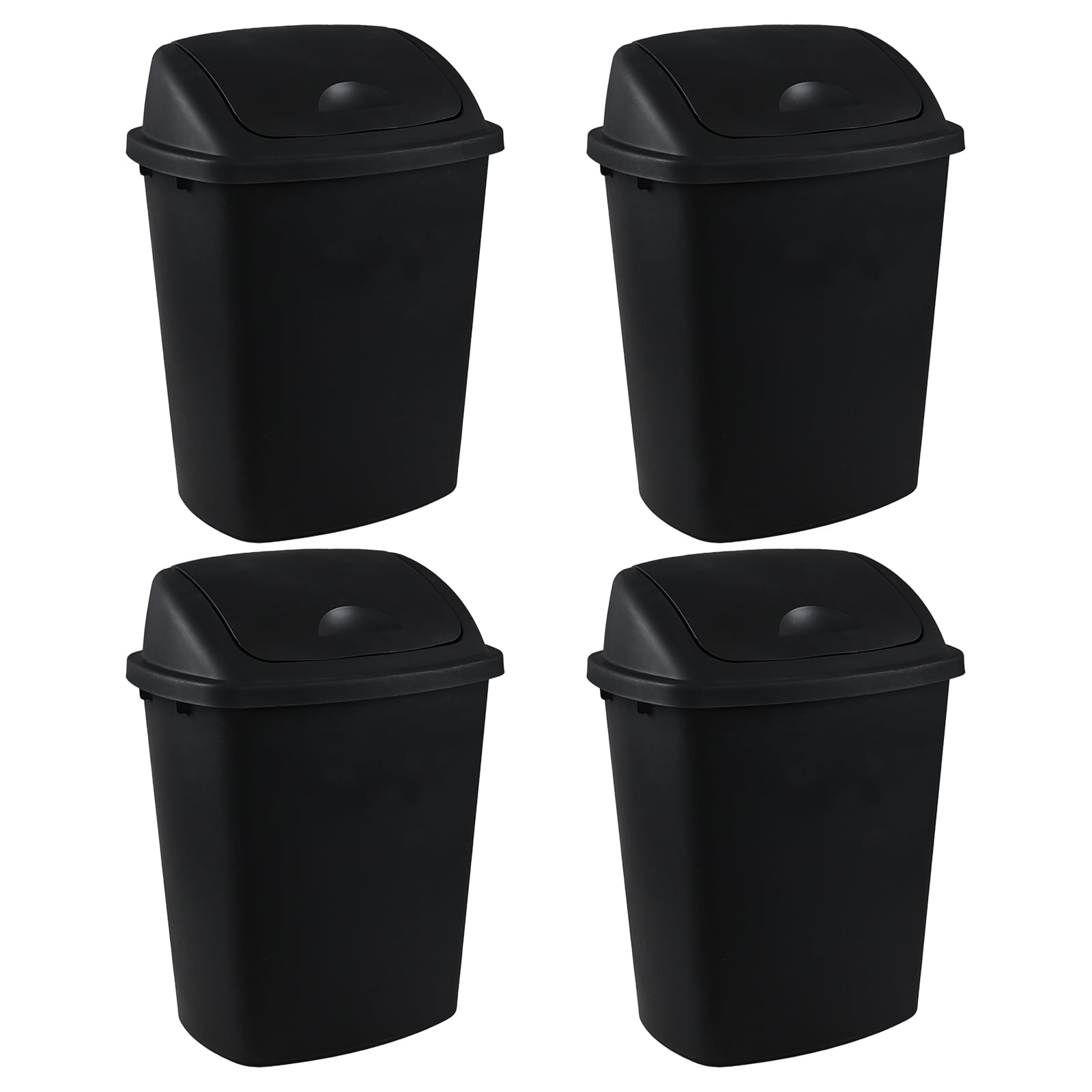 Teyyvn 10 Gallon Plastic Kitchen Trash Containers with Swing Lid, 4 ...