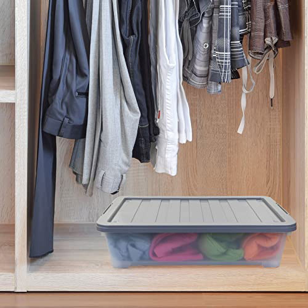 Teyyvn 3-Pack Clear Plastic Under Bed Storage Boxes, 40 Quart Under Bed ...