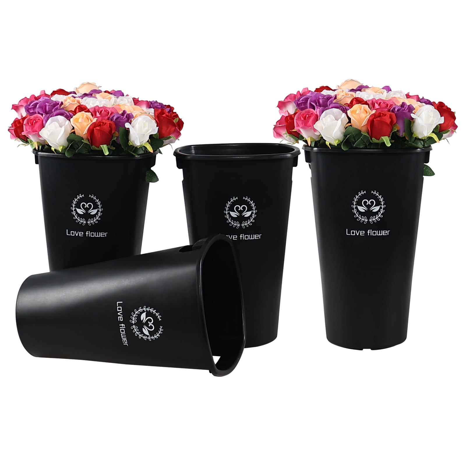 Teyyvn 4-Pack 15.75 Inch Plastic Floral Bucket, Flower Buckets for Cut ...