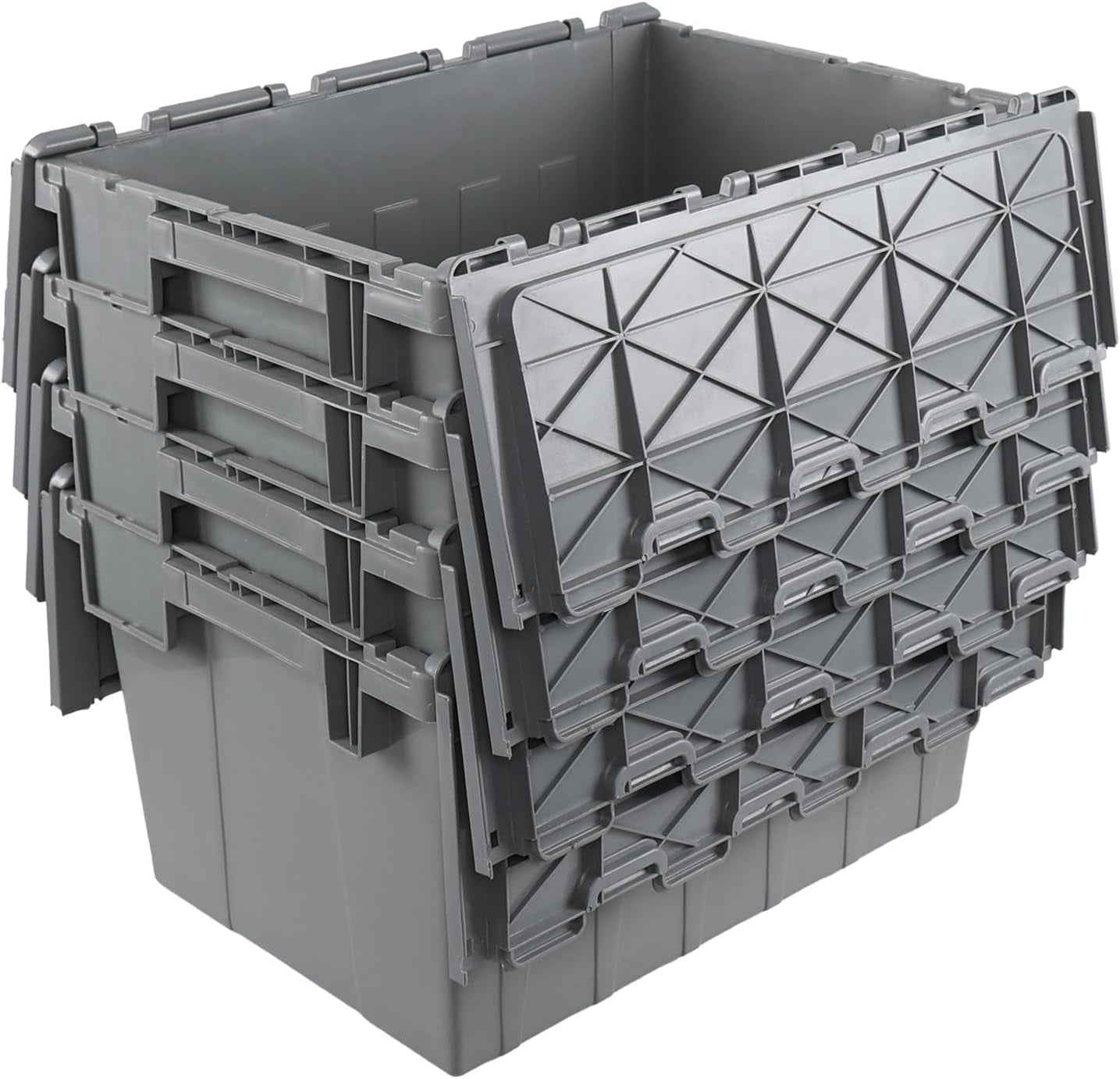 Teyyvn 4-Pack 15 Gallom Industrial Plastic Storage Tote with Hinged ...