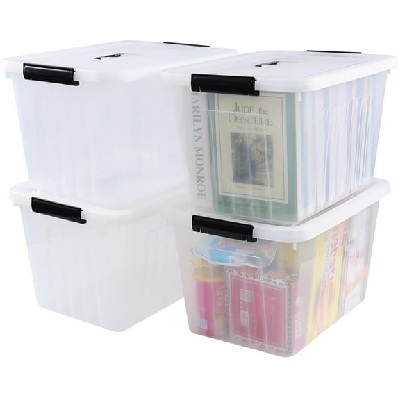 Teyyvn 4-Pack Clear Storage Box, 18 L Plastic Storage Bin with Handle ...