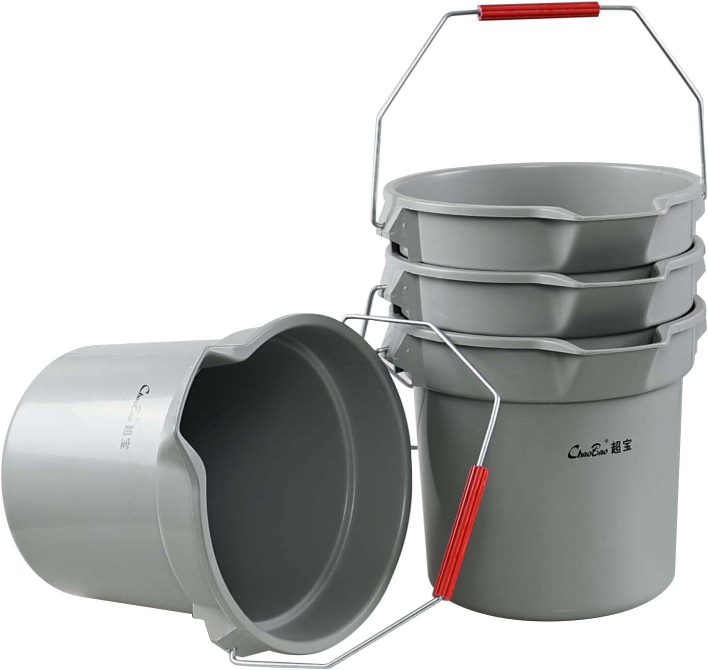 Teyyvn 4-Pack Commercial Round Bucket, 3.5 Gallon Industrial Round ...