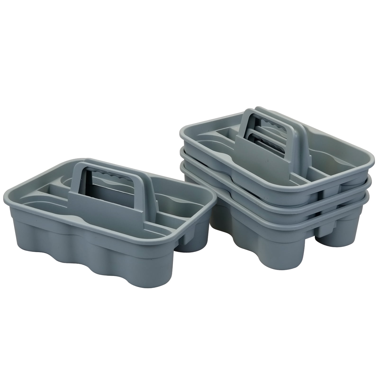 Teyyvn 4 Pack Plastic Carry Caddy, Cleaning Caddy with Handle, Gray ...